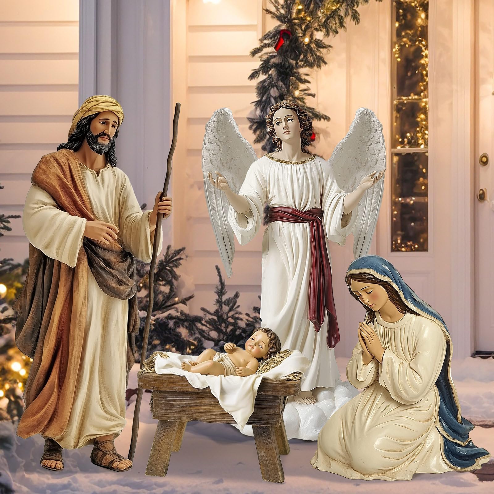 Snapklik.com : 14Pcs Metal Christmas Nativity Scene Set Small Holy ...