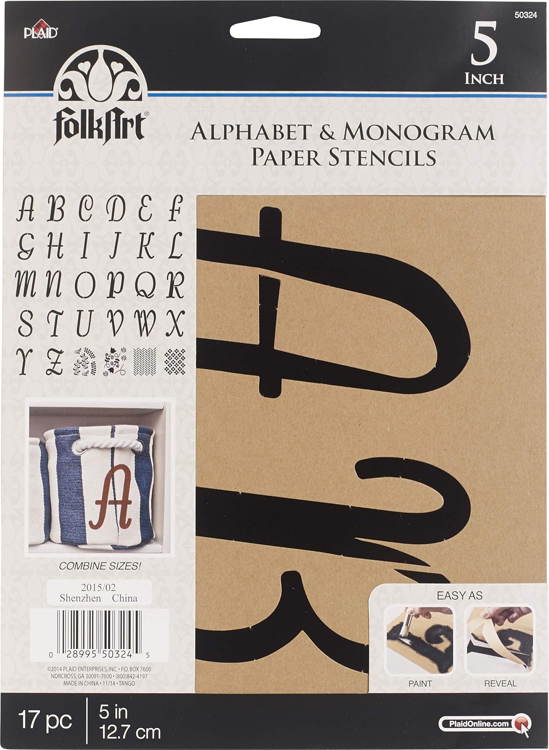 Amazon.com: FolkArt Stencil Paper, Alphabet & Monogram Italic 5", 5