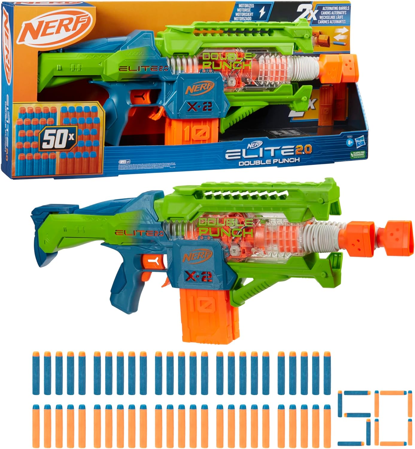 Amazon.com: Nerf Elite 2.0, Dual Punch Motorised Blaster, Rapid ...