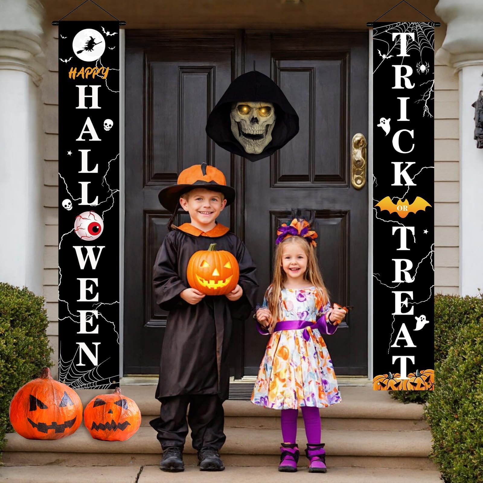 Amazon.com: Halloween Decorations Outdoor Front Porch Banners, Trick or ...