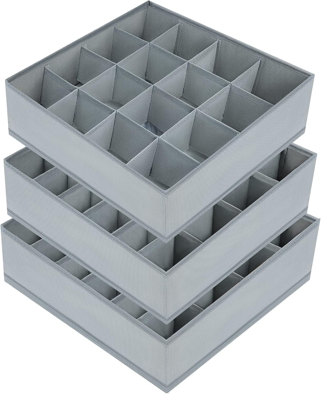 Homsorout Pack of 3 Storage Boxes, 24 Cell Drawer Organiser, Foldable ...