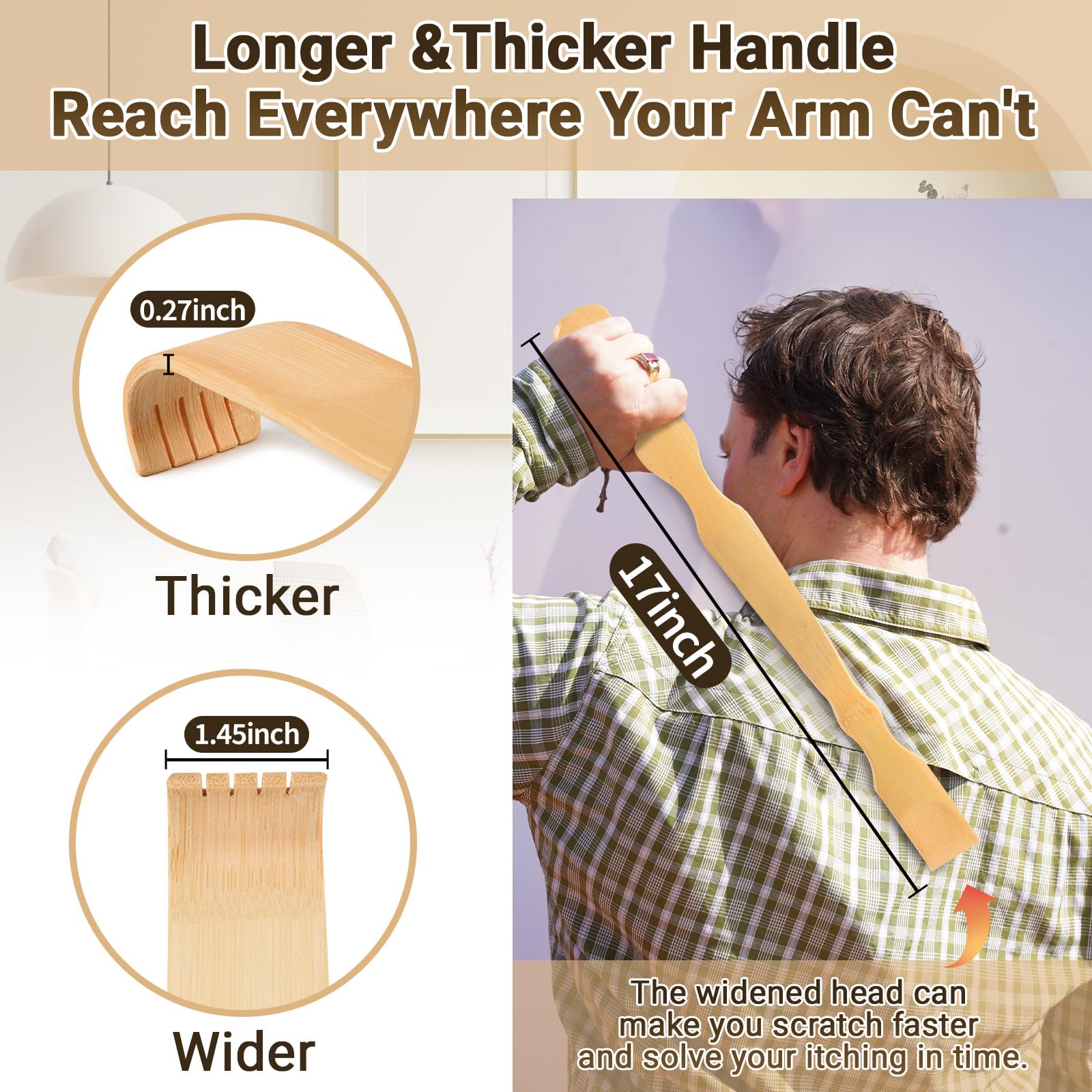 Snapklik.com : Renook Wooden Bamboo Back Scratcher, 17" Natural ...