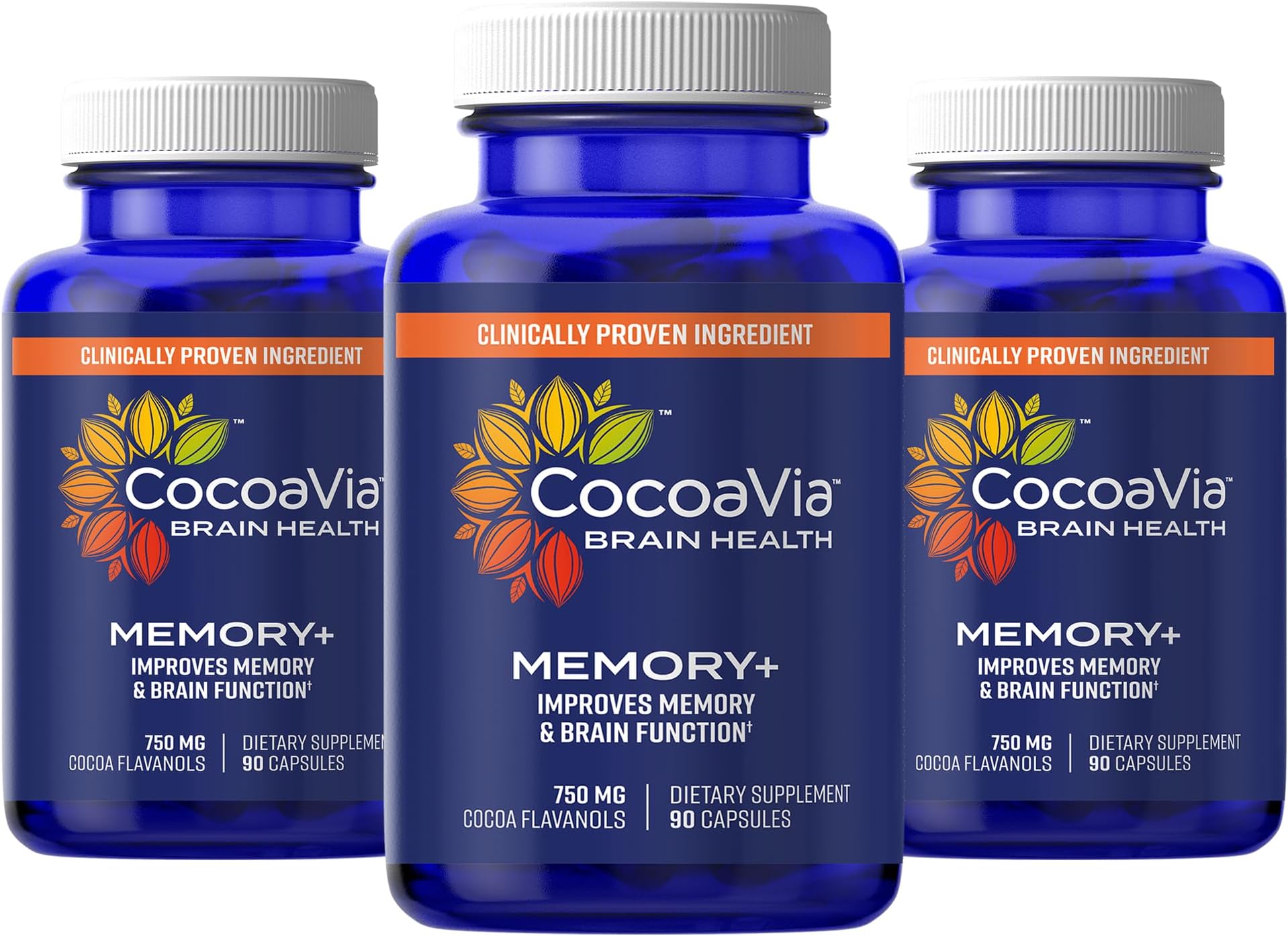 Amazon.com: CocoaVia Memory+ Brain Supplement, 90 Day, 750 mg Cocoa ...