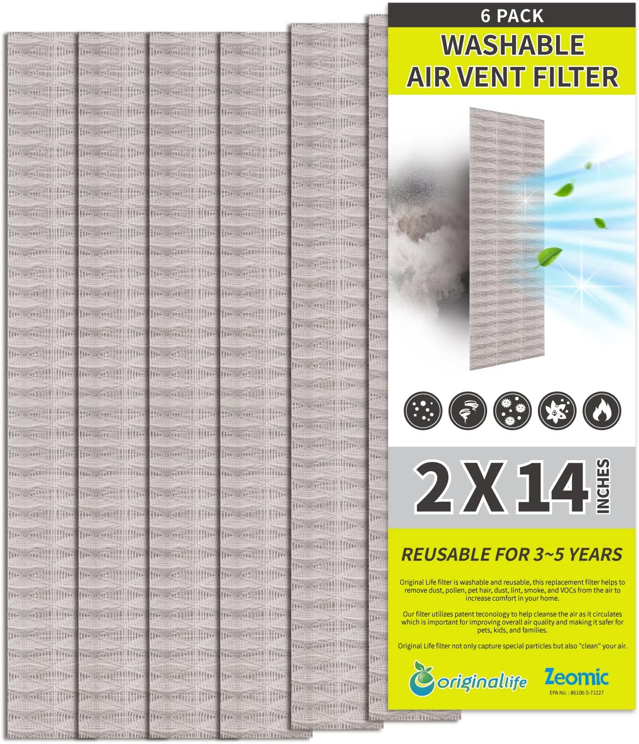 Originallife Washable Reusable Professional, Air Vent Filter, AC Vent ...