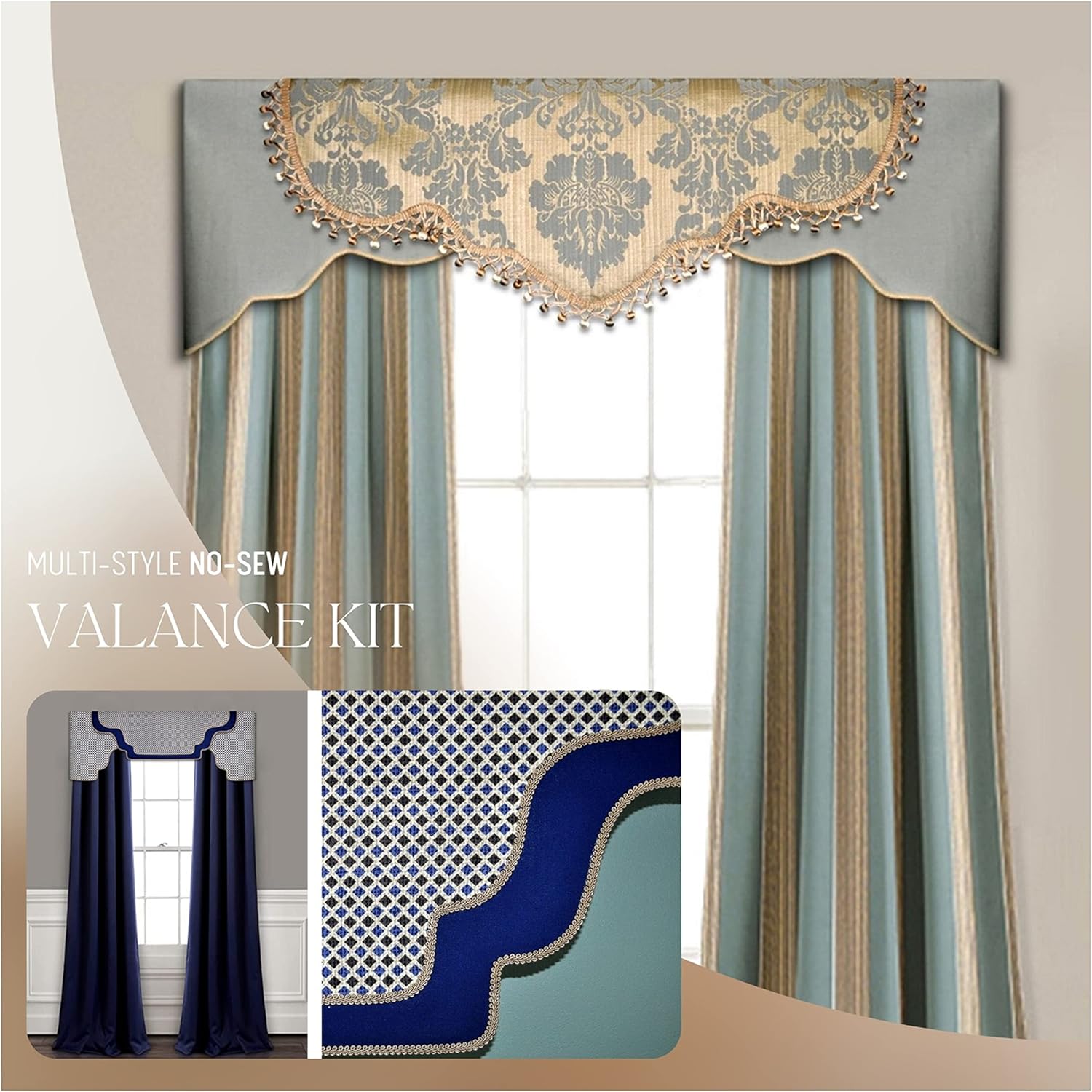 Amazon.com: Traceable Designer Cornice Valance, 3-Style Kit, All Window ...