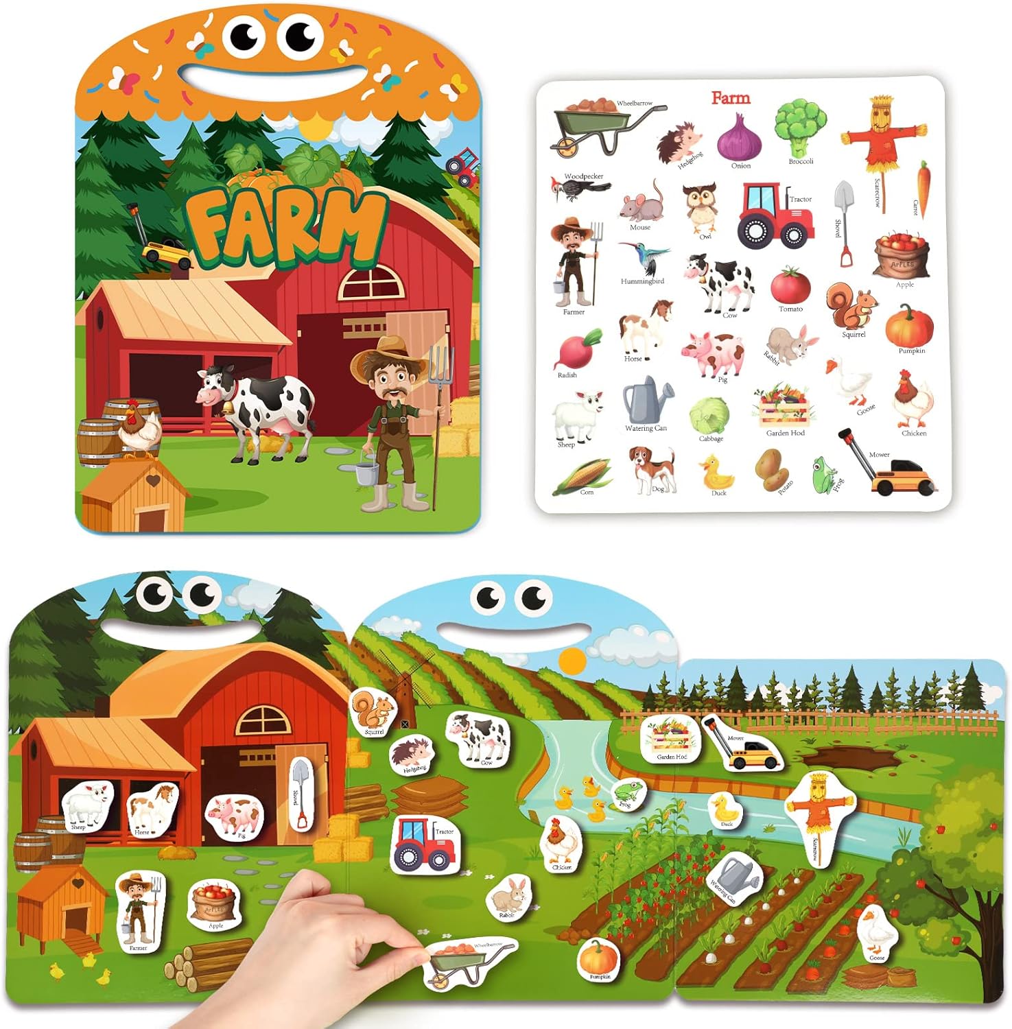 Amazon.com: Watifisa Reusable Sticker Book for Toddlers 1-3, Farm ...