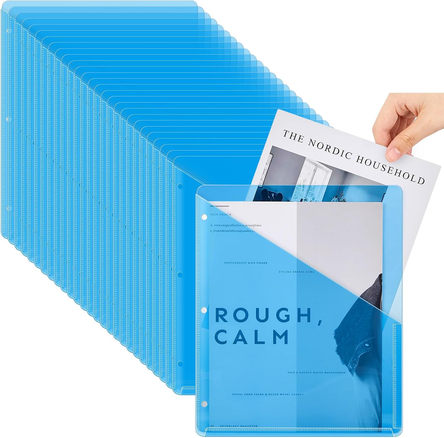 Amazon.com : Seajan 100 Pcs Pocket Folders for 3 Ring Binder Clear ...