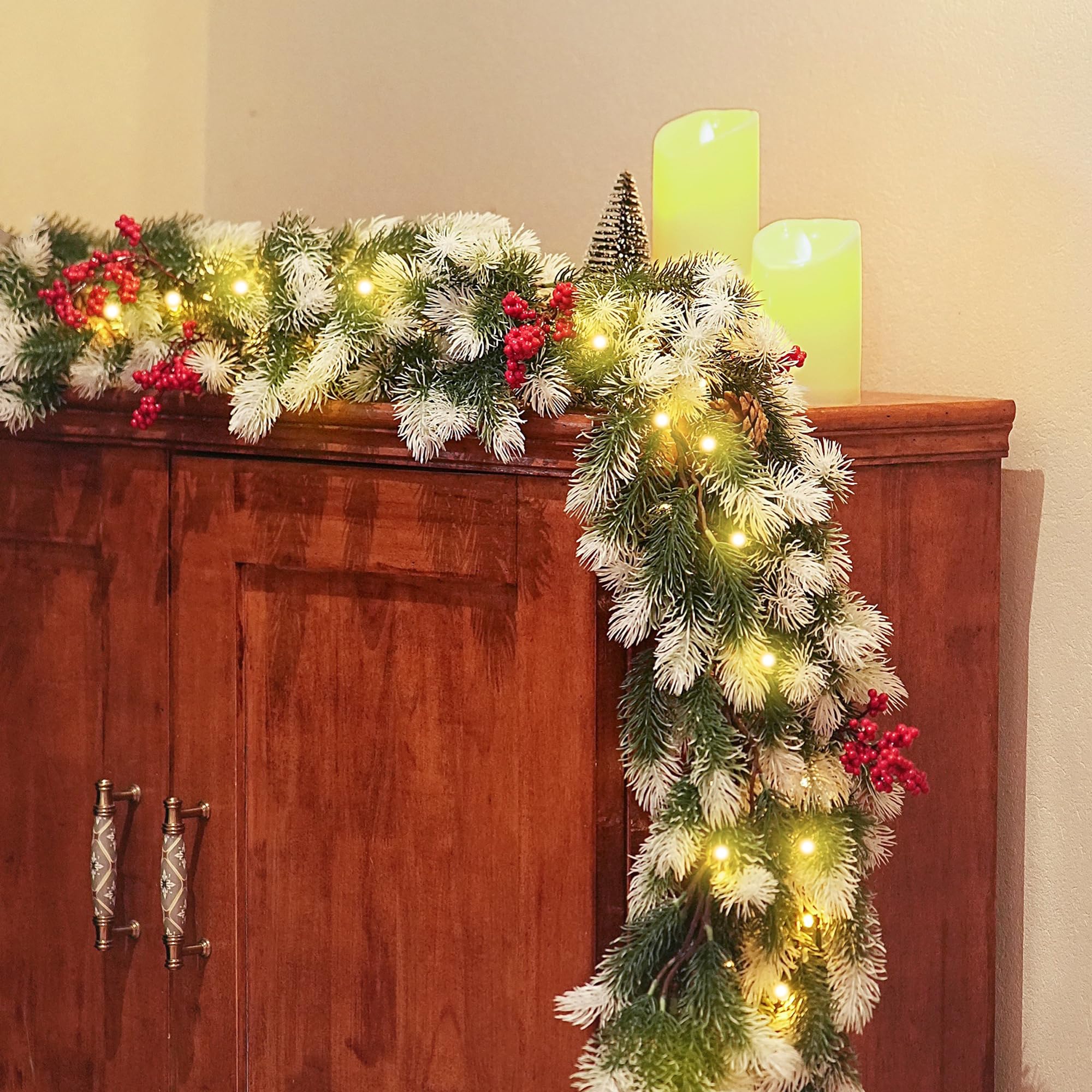 Amazon.com: Christmas Garland with 50 LED Lights-6Ft Garland Christmas ...