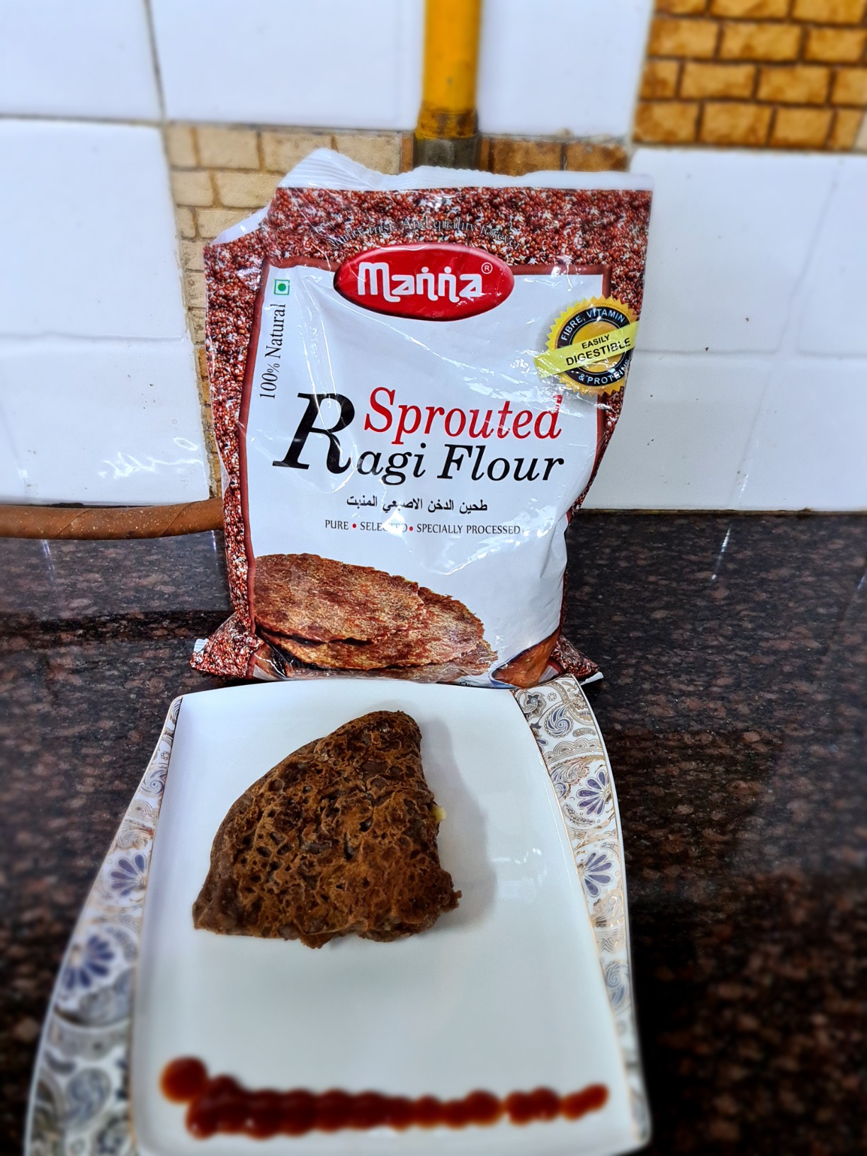 Manna Sprouted Ragi Flour 2kg (1kg x 2 Packs) | 100% Natural Sprouted ...