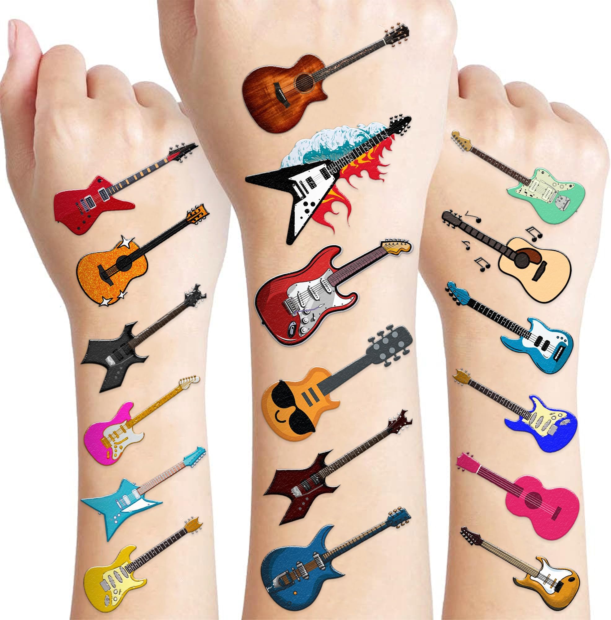 Amazon.com : 128 PCS Music Note Guitar Temporary Tattoos Sticker Music ...