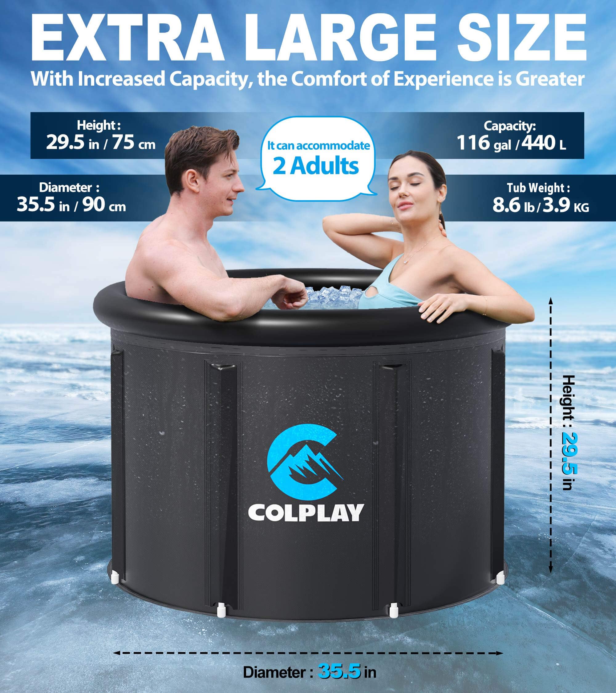 Snapklik.com : Colplay XL Large Portable Ice Bath Tub For Athletes - 35 ...