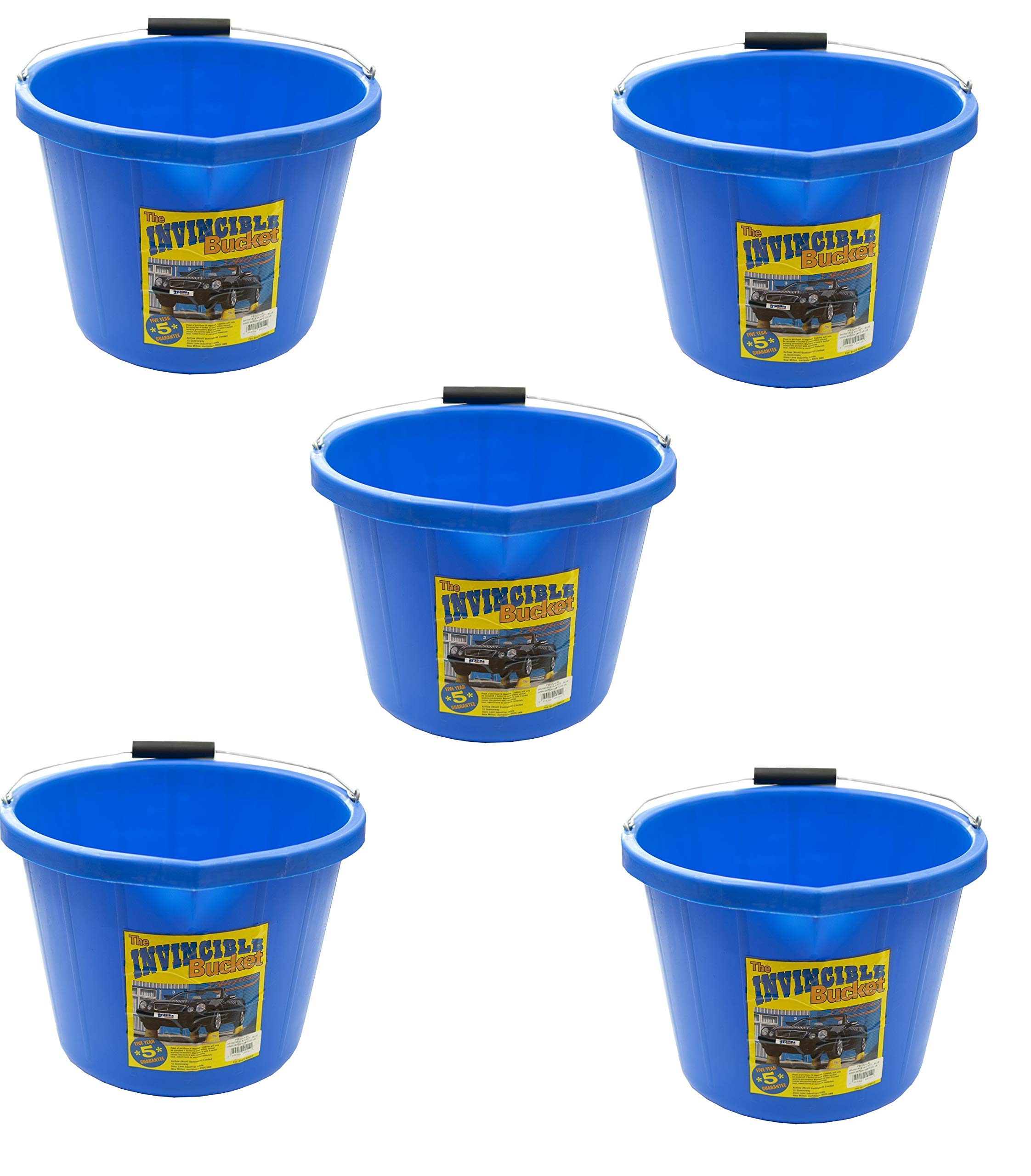 5 X Airflow Heavy Duty Invincible Builders Bucket Blue 3 Gallon 15 ...