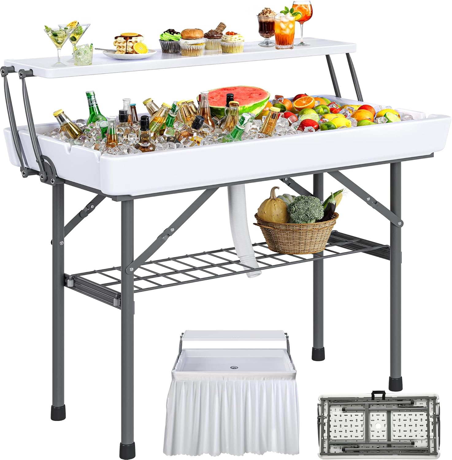 Amazon.com: YITAHOME Two-Tier Ice Table, 4FT Folding Ice Cooler Table ...