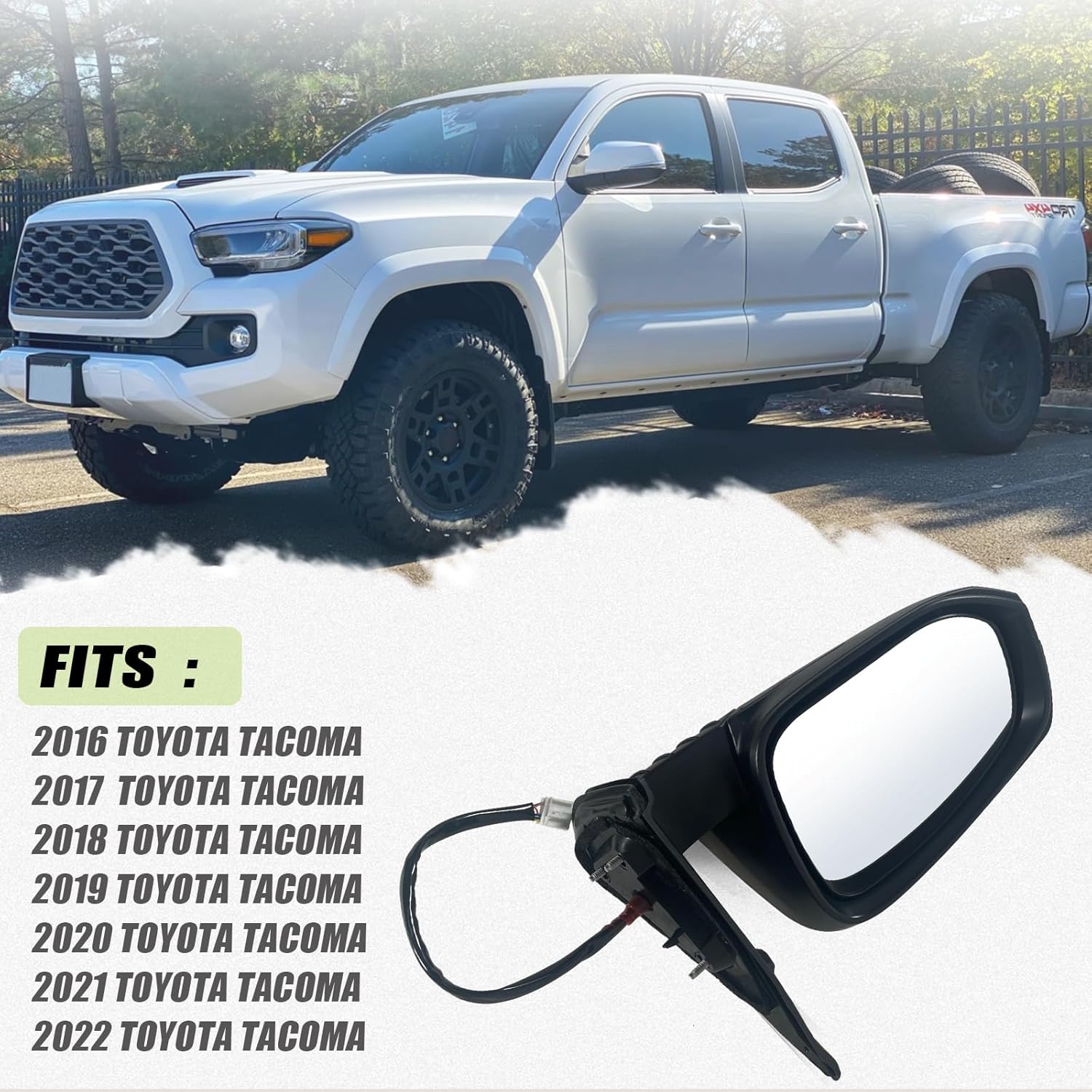 Espejo lateral izquierdo del conductor para Toyota Tacoma 2016-2022 con ...