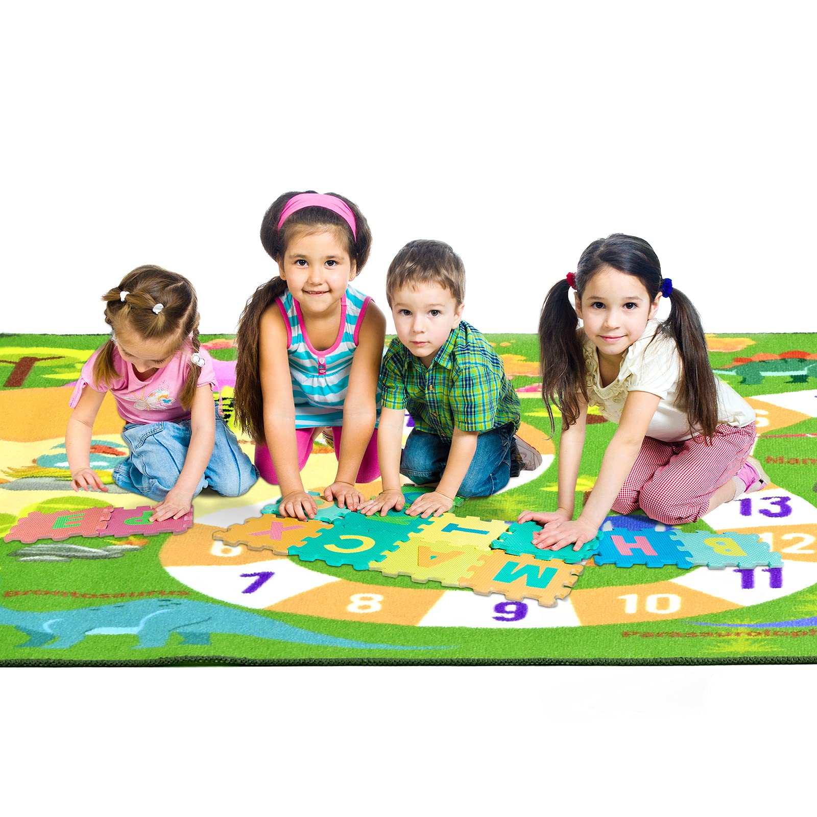 Chicrug Kids Dinosaur Playmats Educational Area Rugs, Kids Play Mat ...