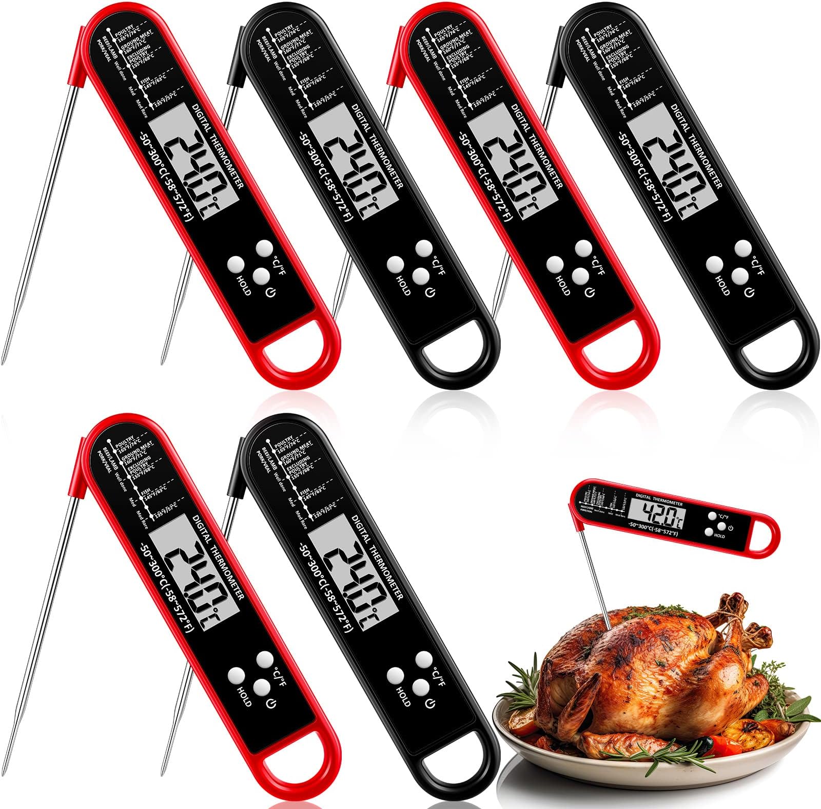 Amazon.com: Xuhal 6 Pieces Digital Food Thermometer for Grill Cooking ...