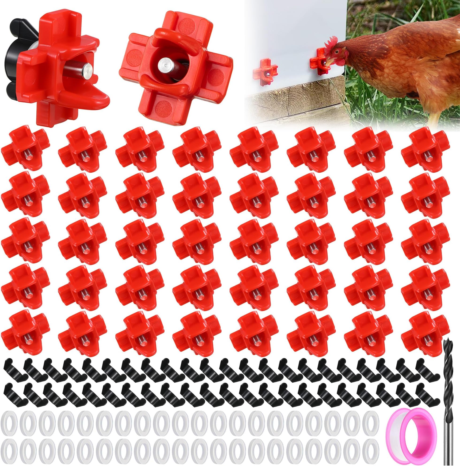 Amazon.com: Dreyoo 40 Pcs Horizontal Chicken Waterer Nipples, Automatic ...