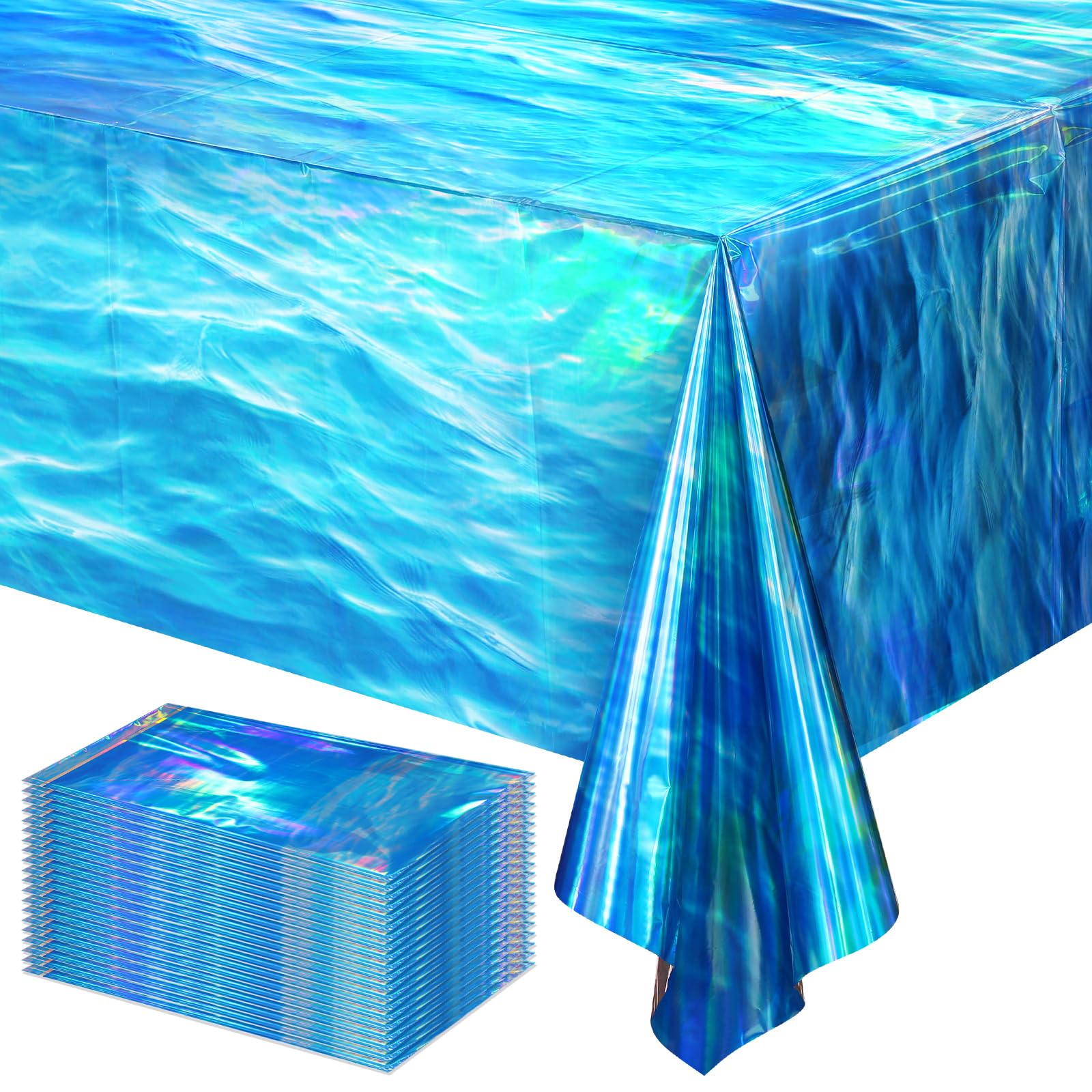 Amazon.com: 24 Pcs Iridescent Ocean Waves Tablecloths Disposable ...