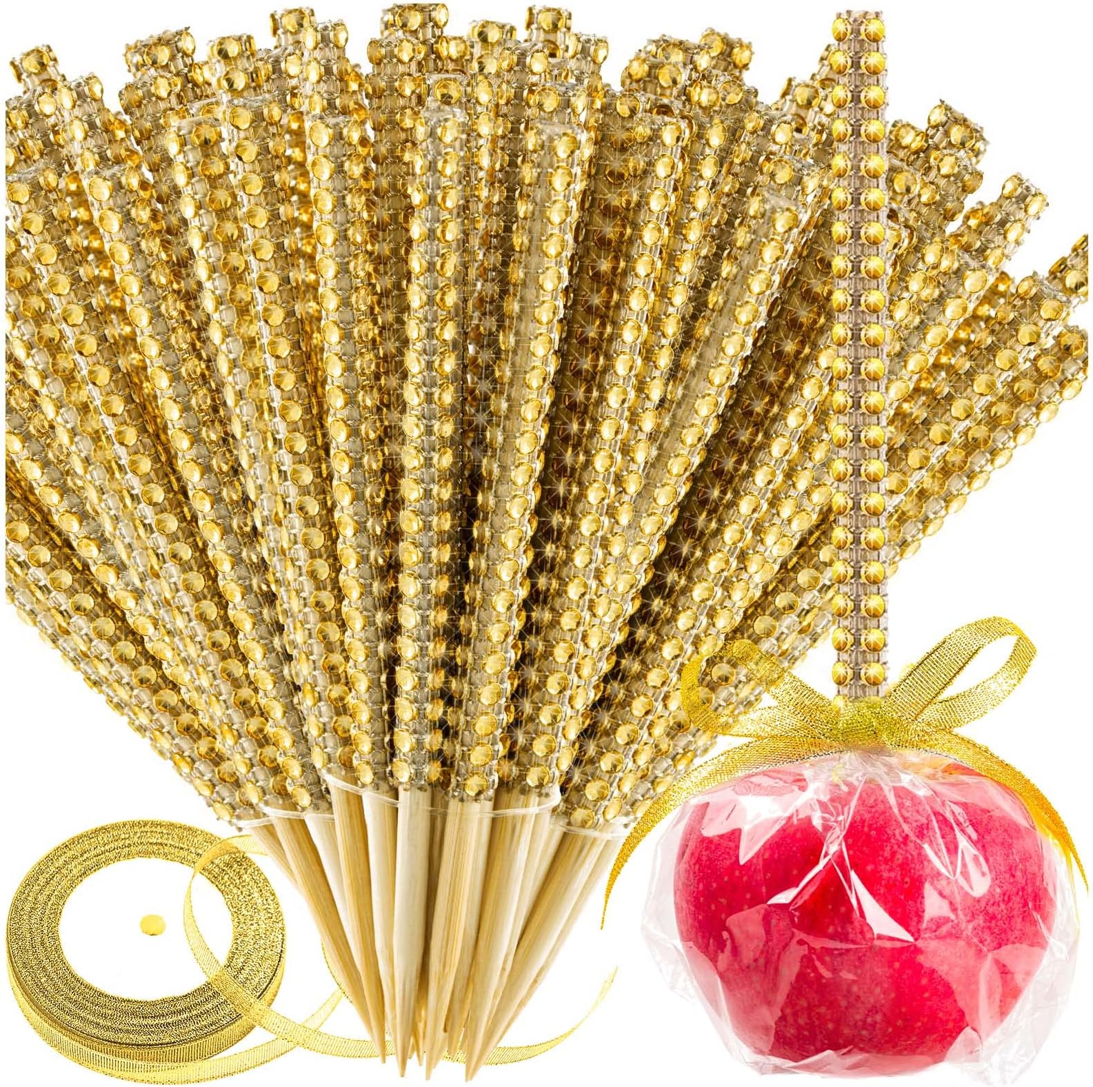 Amazon.com: Bling Sticks for Candy Apples, 26Pcs Caramel Apple Wooden ...