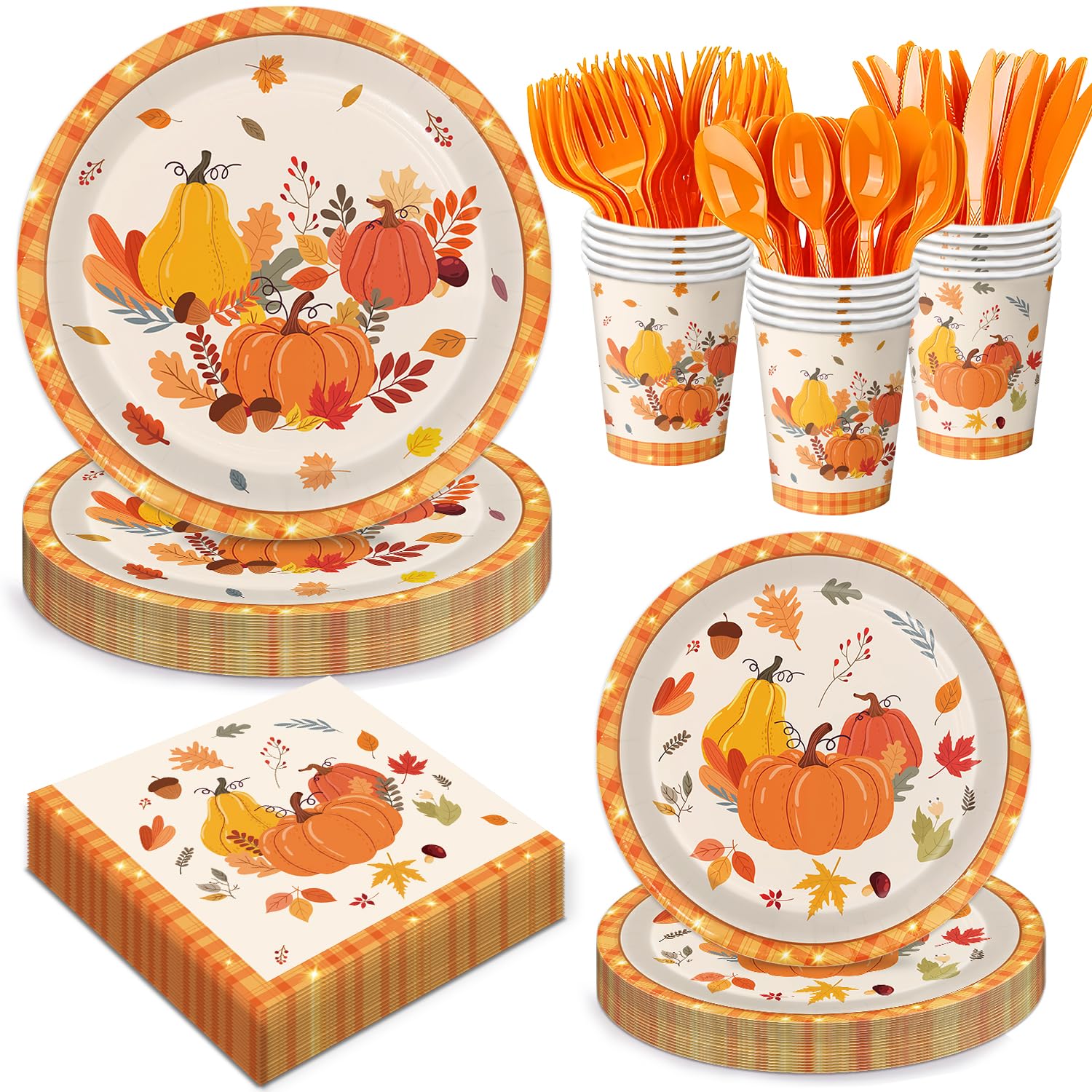 Amazon.com: 168 PCS Thanksgiving Fall Party Supplies Autumn Pumpkin ...