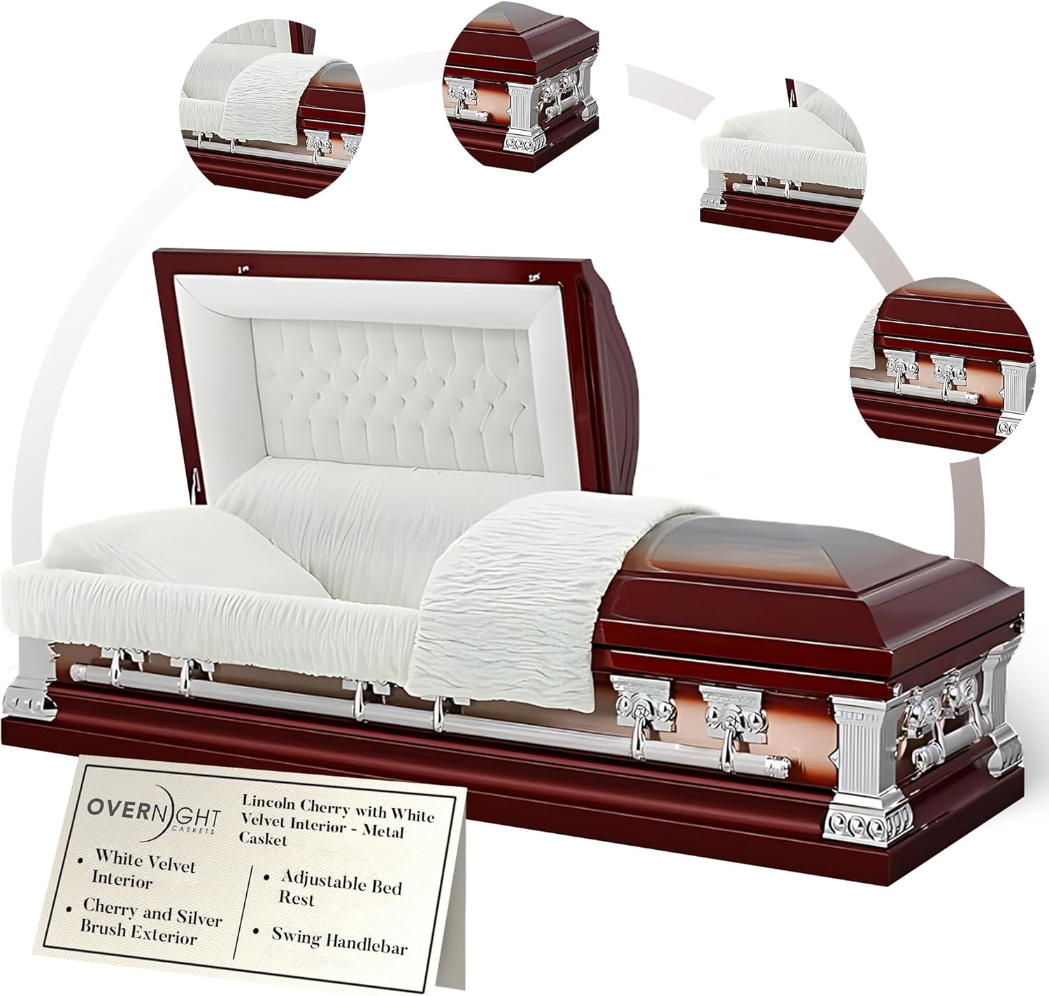 Amazon.com: Overnight Caskets Lincoln Metal Funeral Cherry Red with ...