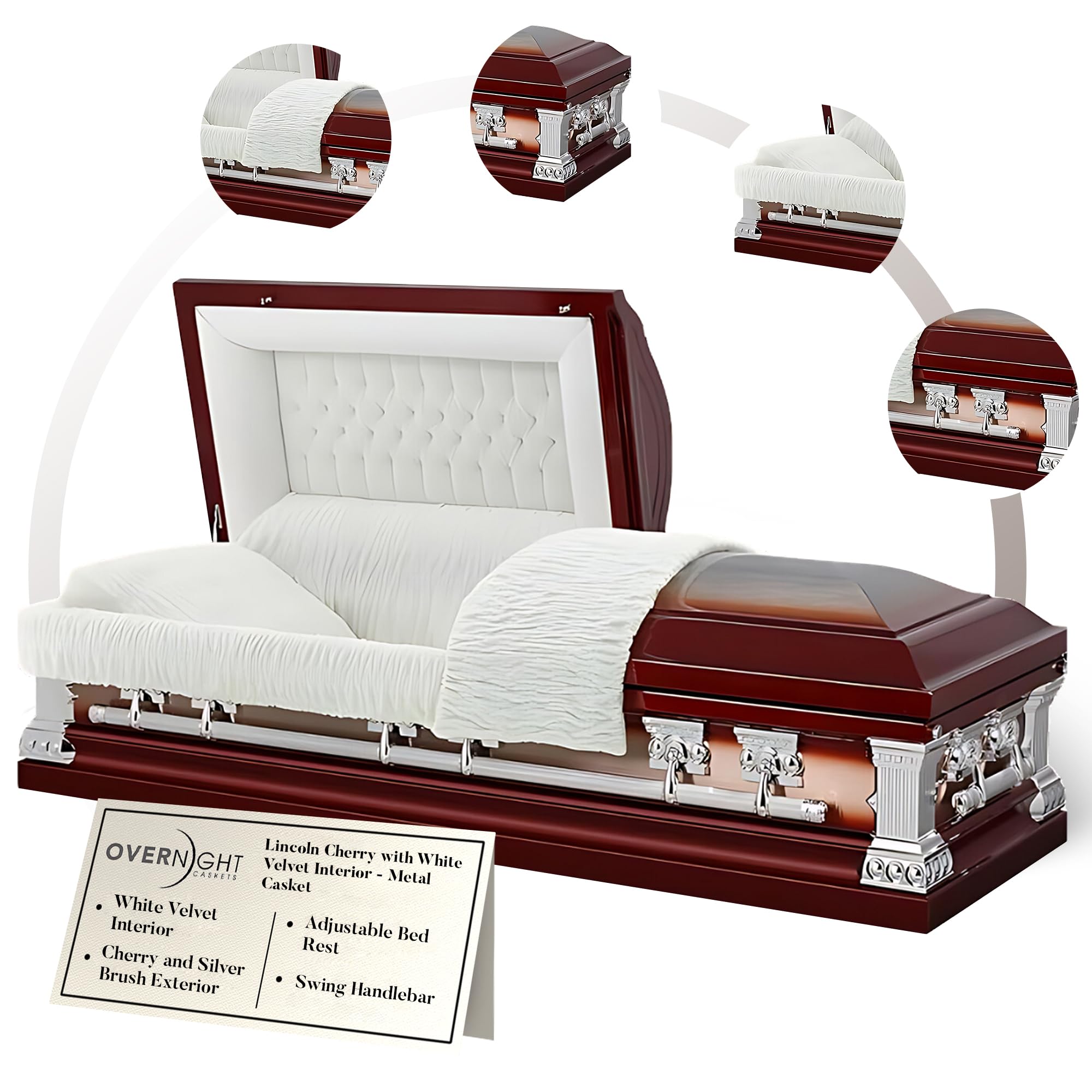 Amazon.com: Overnight Caskets Lincoln Metal Funeral Cherry Red with ...