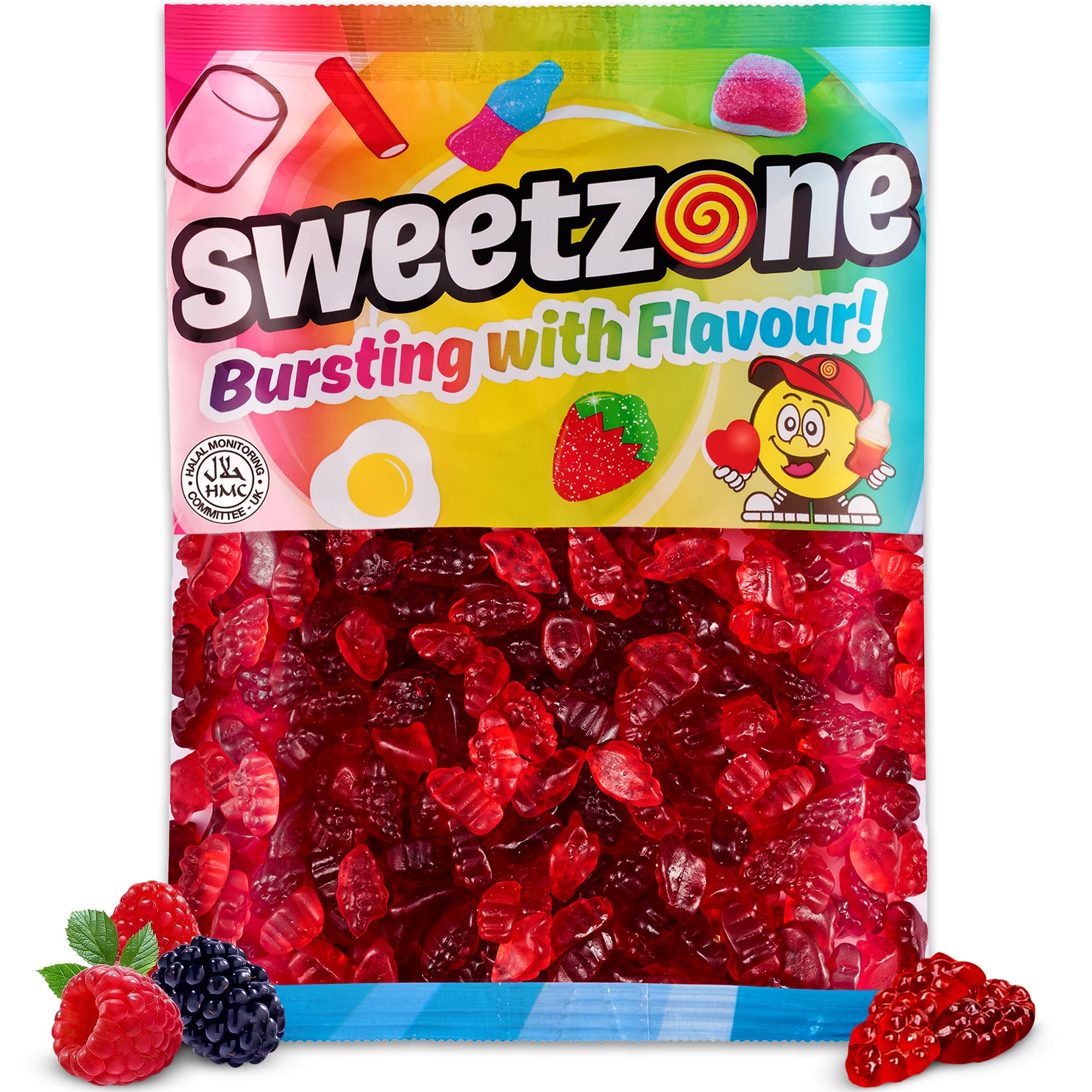 Sweetzone Juicy Berries Halal Sweets Tub, 1kg Sweets Bulk, Retro Sweets ...