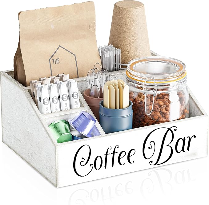 Amazon.com: Espress Impress Wooden White Coffee Station Organizer for ...