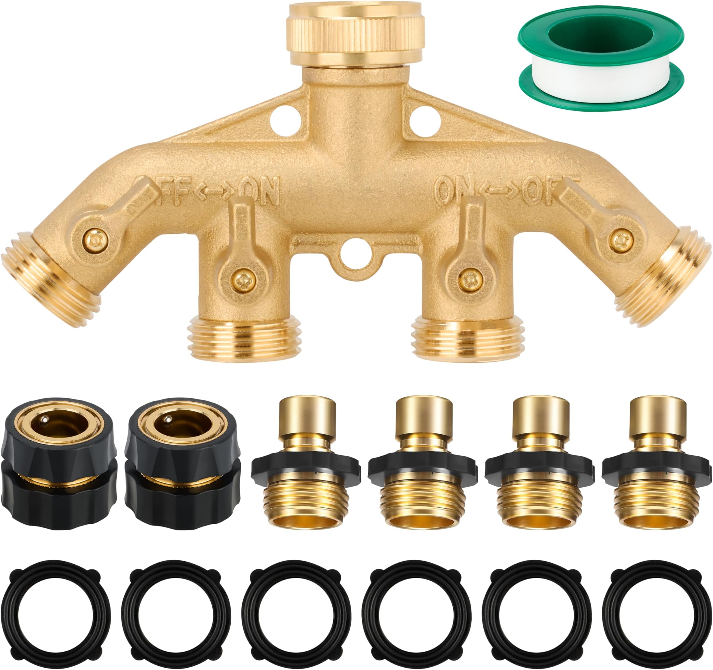Amazon.com : ORAEVY Brass 2 Way Hose Splitter, 3/4" Brass Y Way Garden ...