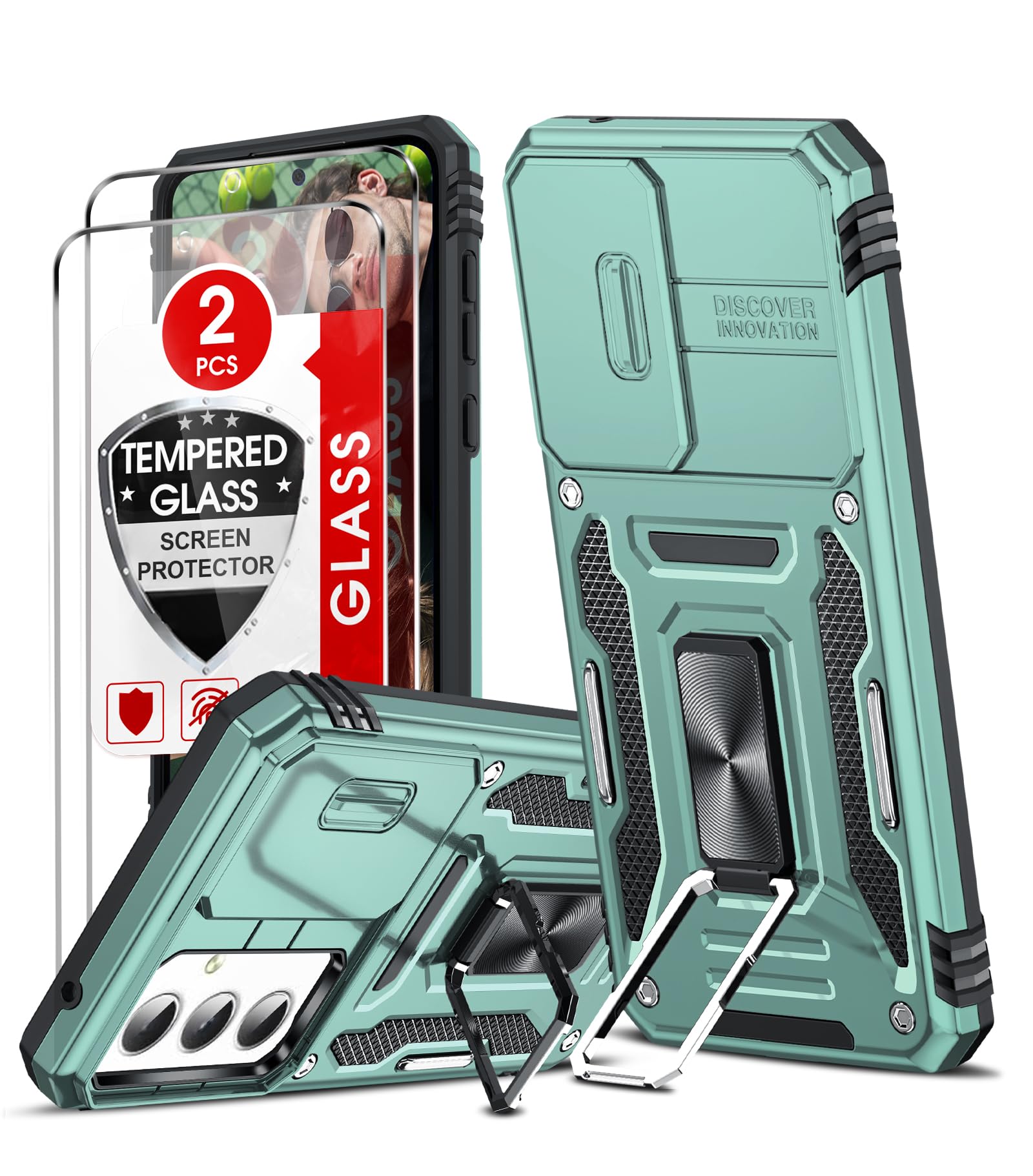 LeYi Funda para Samung Galaxy A35/A55/A 55/A 35 5G con 2 Piezas Vidrio Templado, Armor Carcasa ...