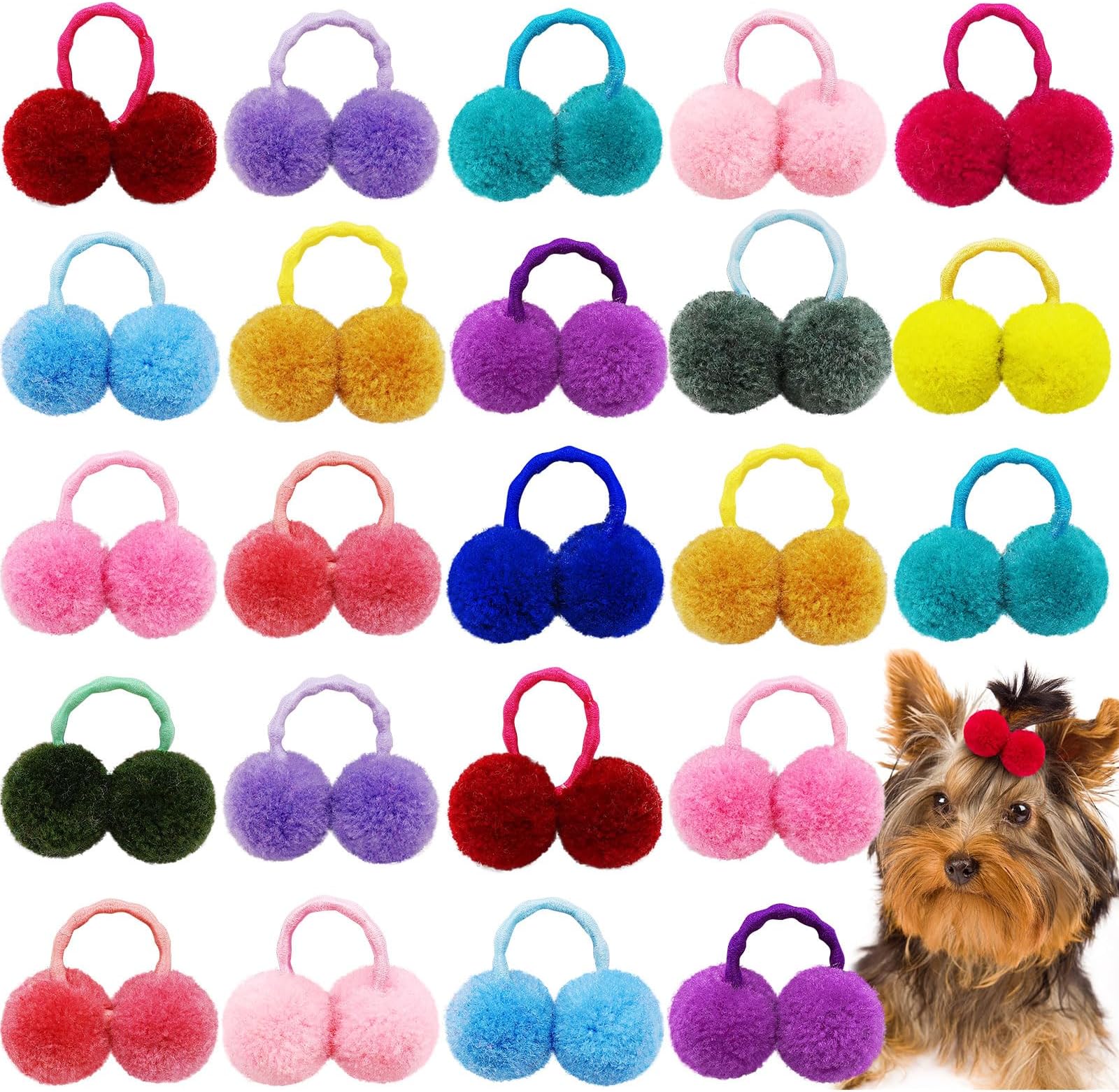 Amazon.com : Mruq pet 50pcs Dog Hair Puff Ball Bows, Pet Small Dog Hair ...