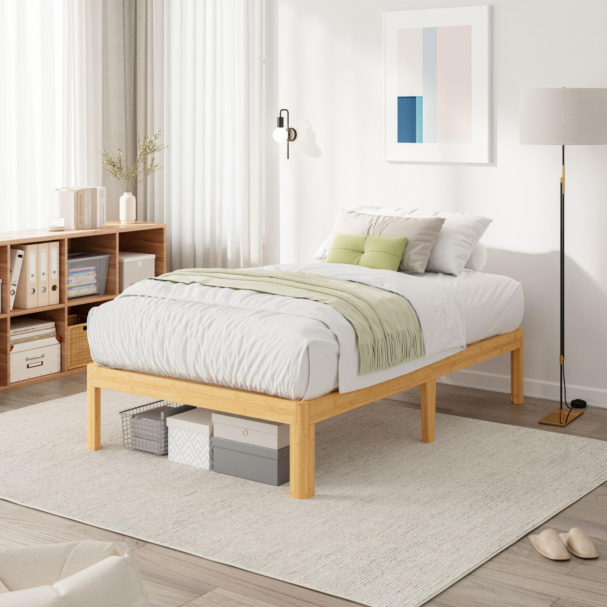Amazon.com: Twin Size Wood Platform Bed Frame, No Box Spring Needed ...