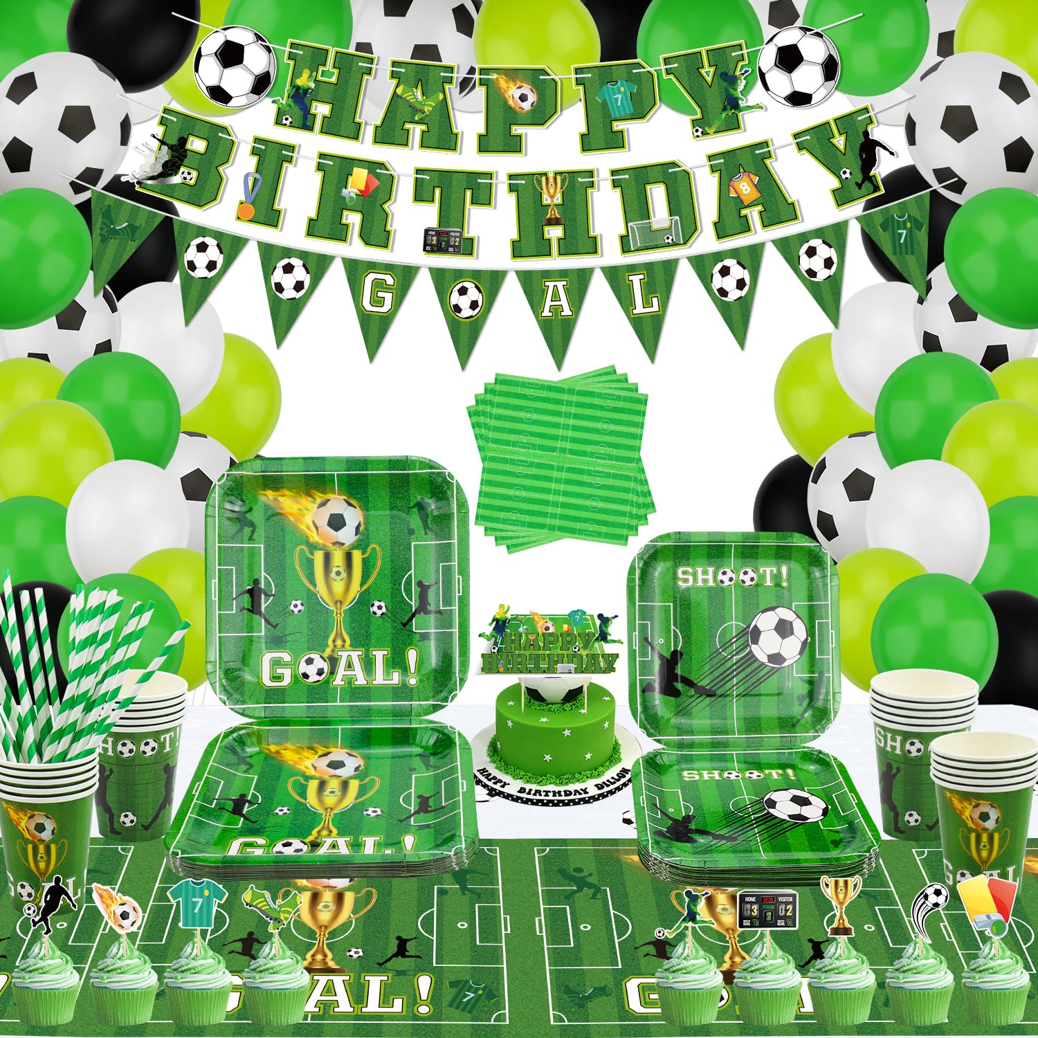 172 Pack Soccer Party Supplies Sports Theme Birthday Decorations Soccer ...