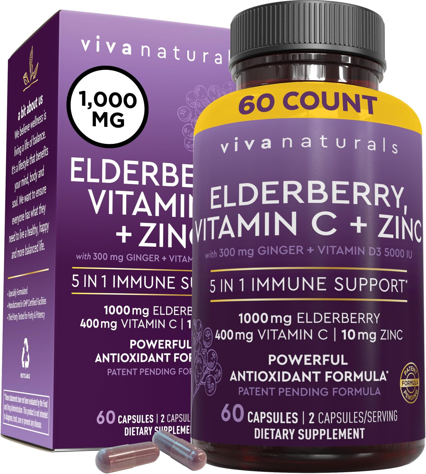 Amazon.com: Viva Naturals Sambucus Elderberry with Zinc and Vitamin C ...
