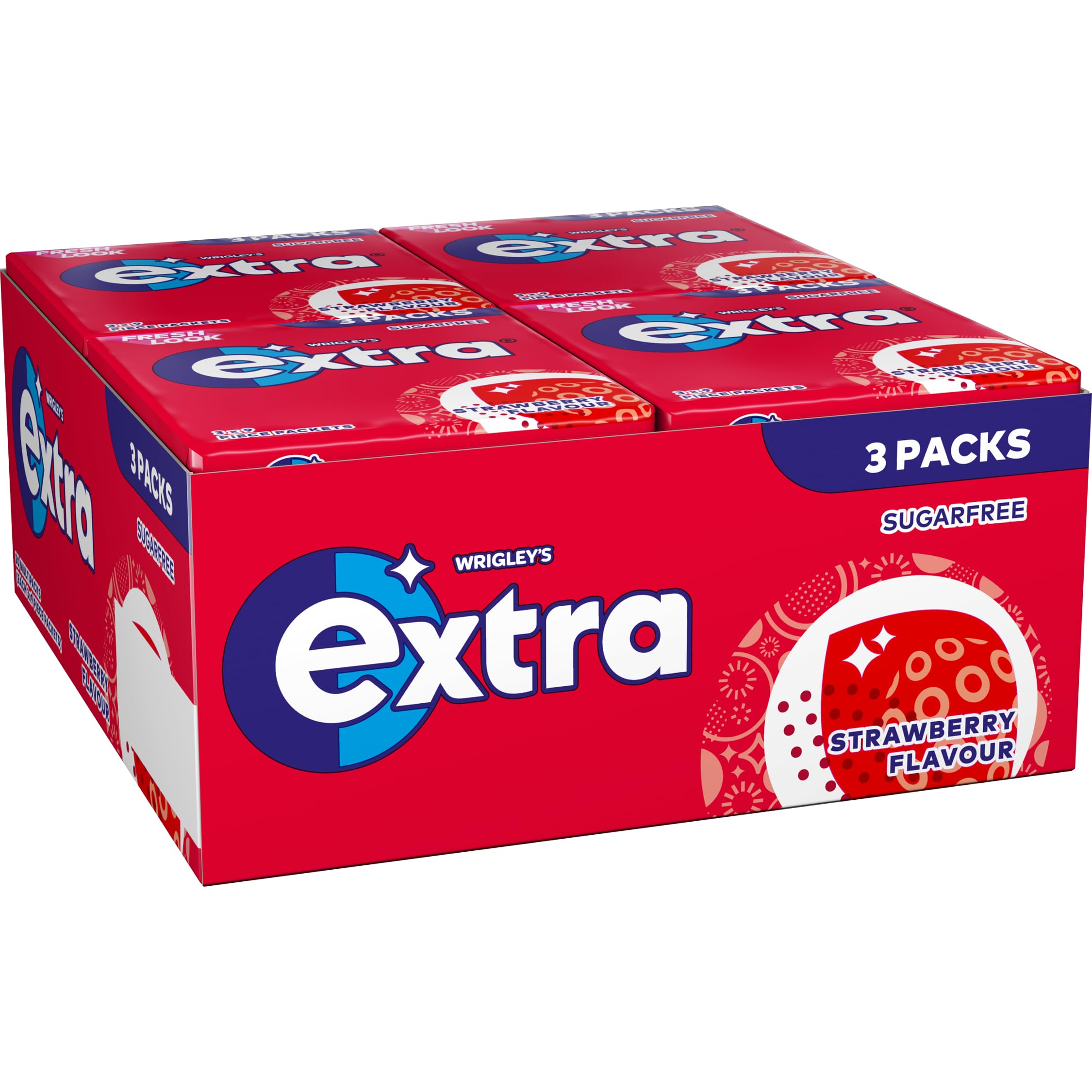 Extra Sugar-free Chewing Gum, Refreshing Strawberry Flavour, Freshens ...