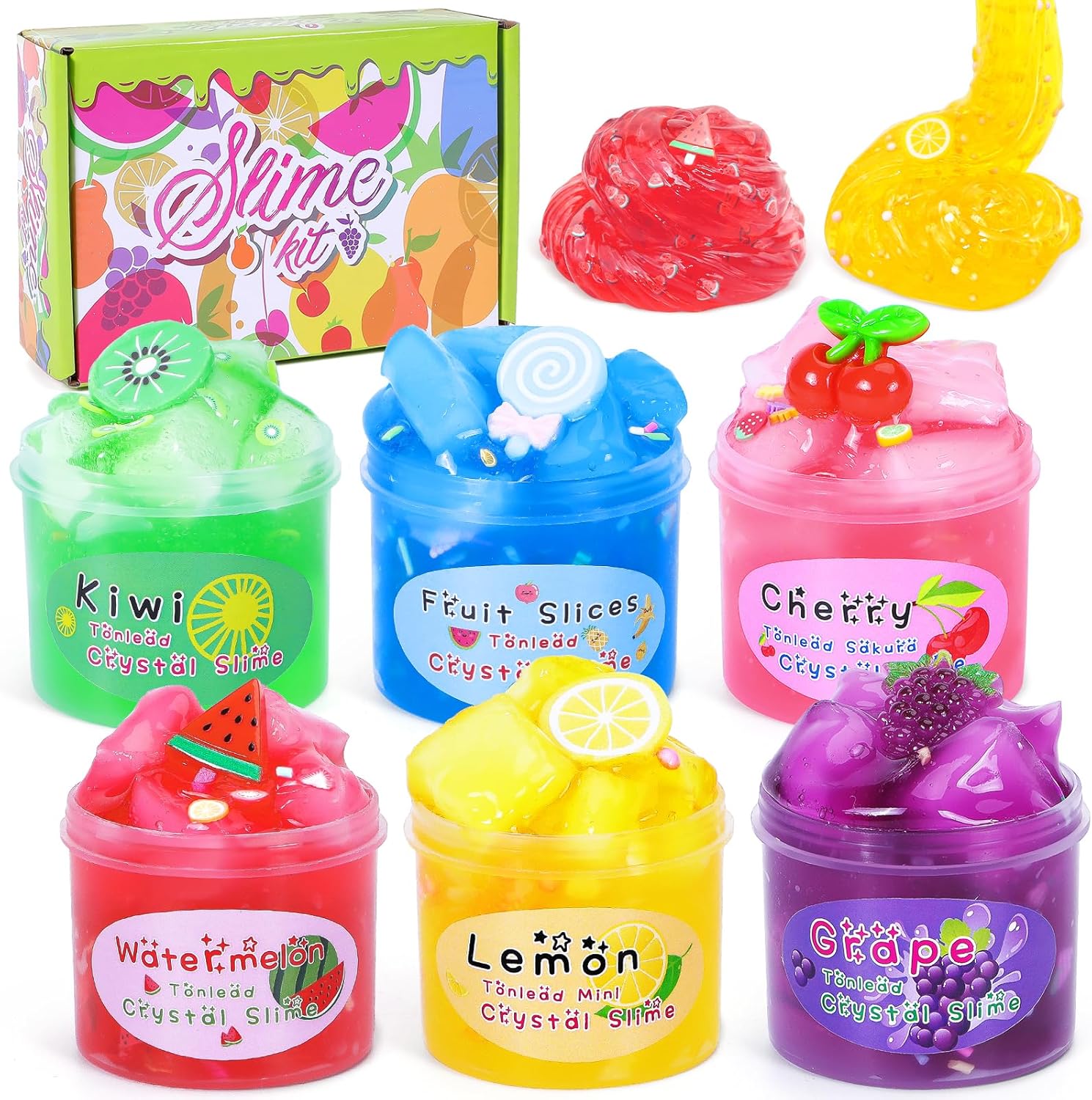 Subao Fruits Slime for Kids 6 Pack, Fluffy Cloud Slime Making Kits ...