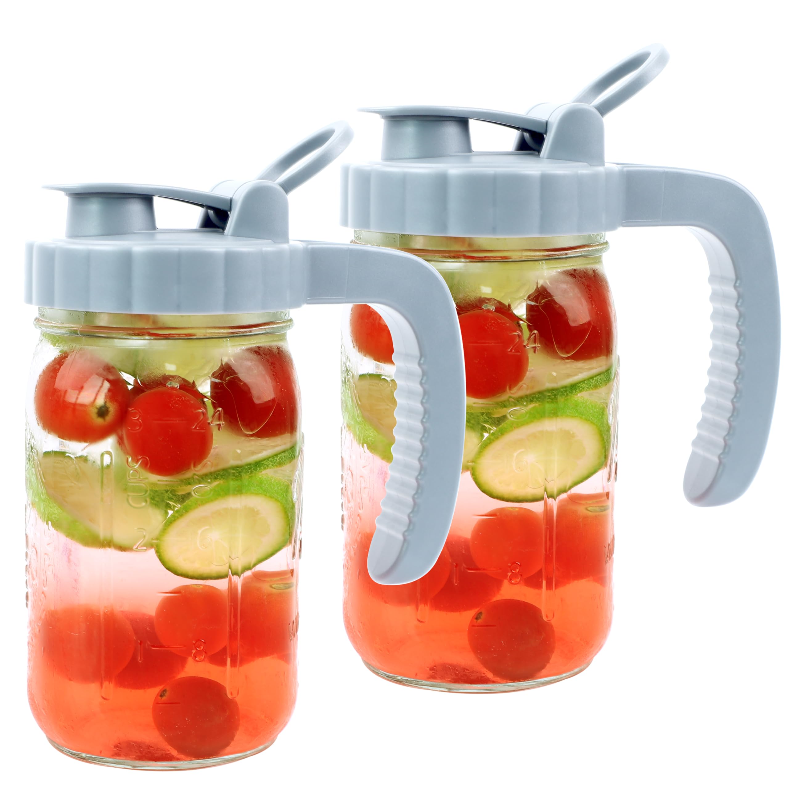 Amazon.com: Mason Jar Pitcher 32 OZ (2 Pack) Glass Pitcher With Pour ...