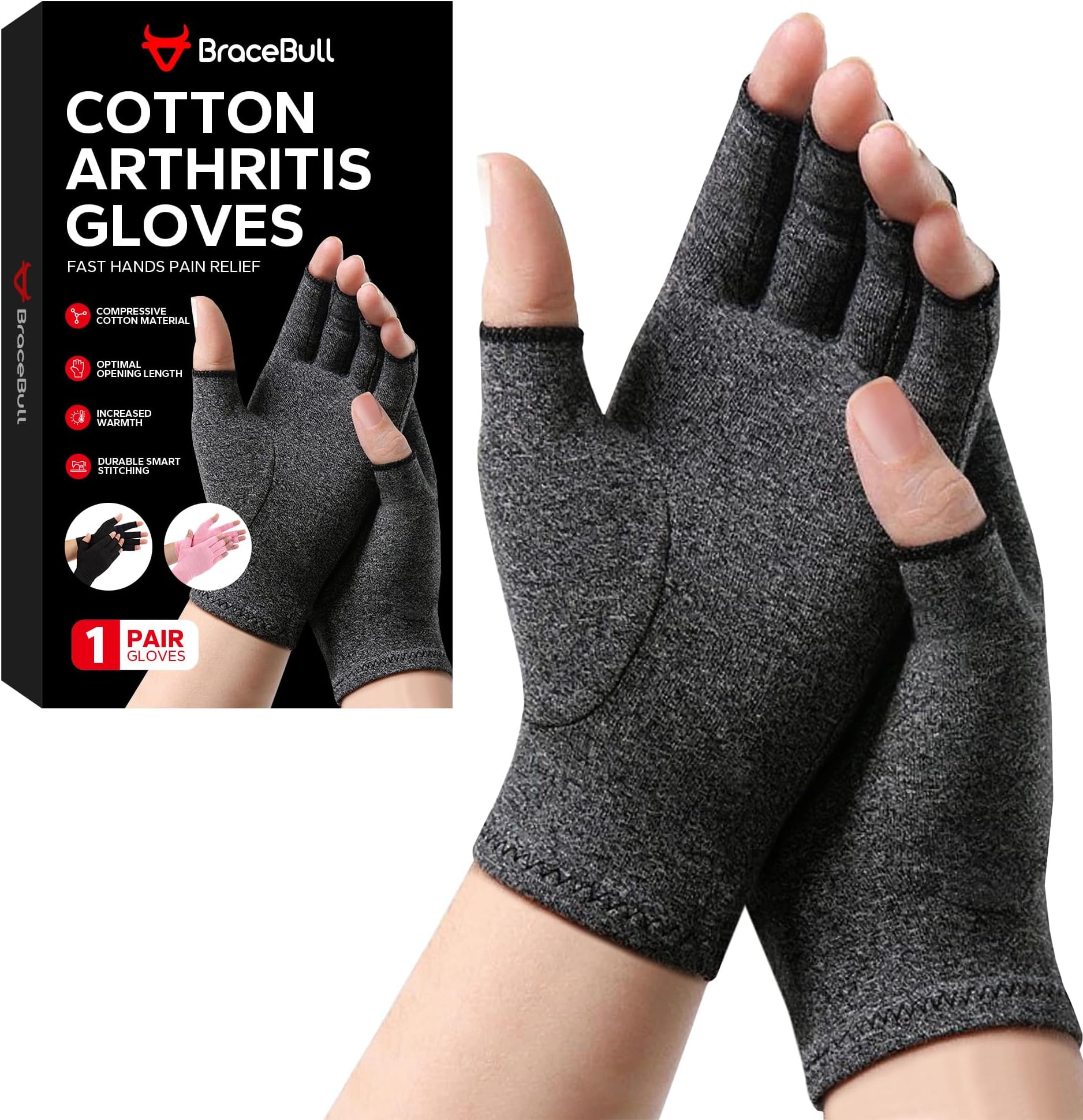 Amazon.com: Thermoskin Premium Arthritic Gloves Pair, Black, Relieves ...