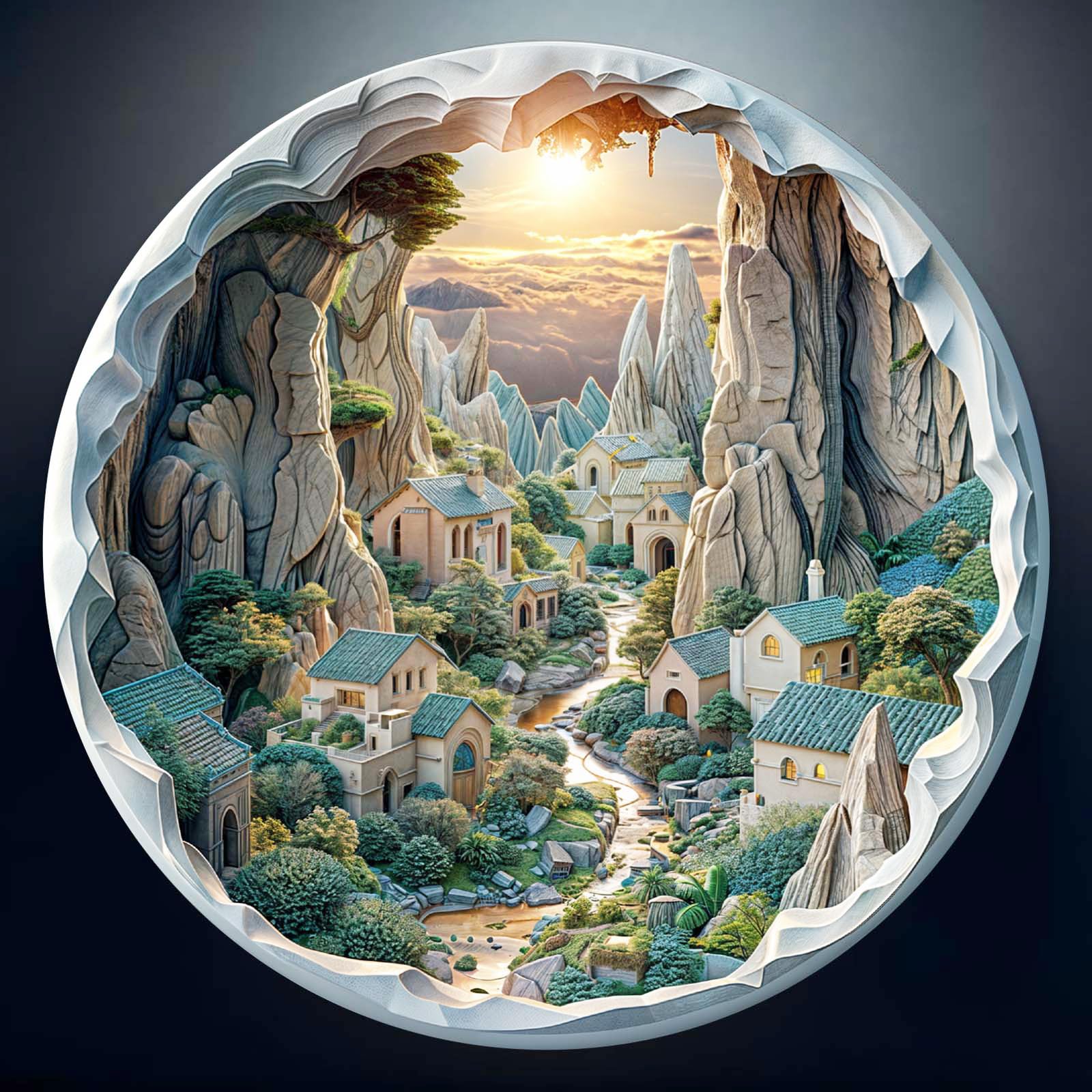 Amazon.com: Wooden Puzzles for Adults - 3D Vision Effects Sunset Wooden ...