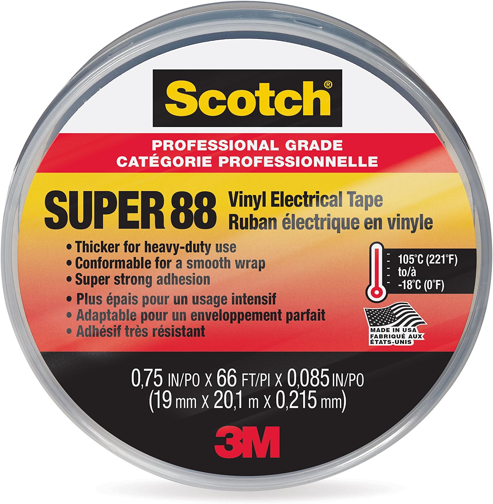 Amazon.com: 3M 10356 Scotch 88 Super Vinyl Electrical Tape, 2" x 36ft ...