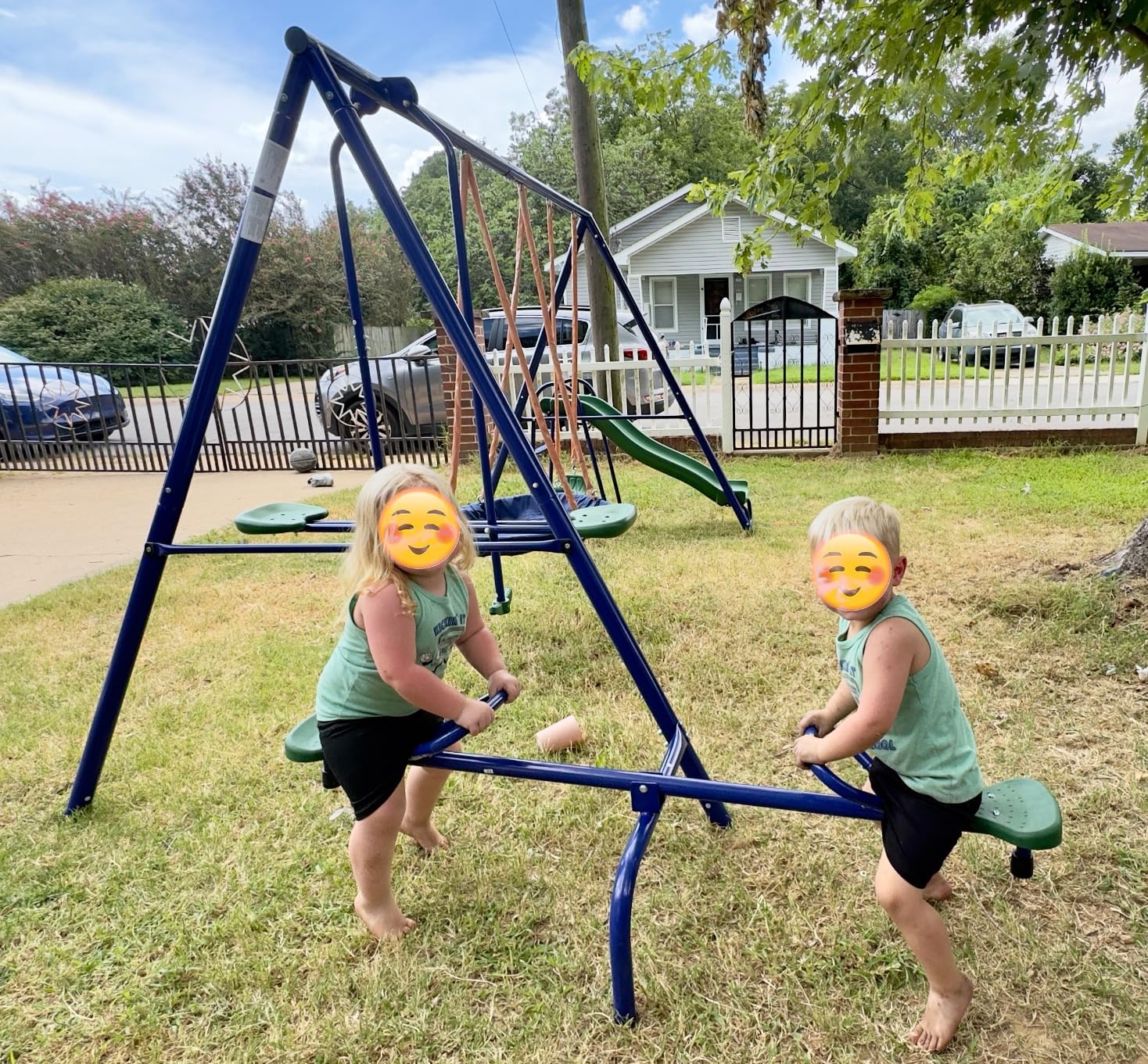 $45/mo - Finance Outsunny 693 lbs Swing Set for Backyard, 5 in 1 Heavy ...