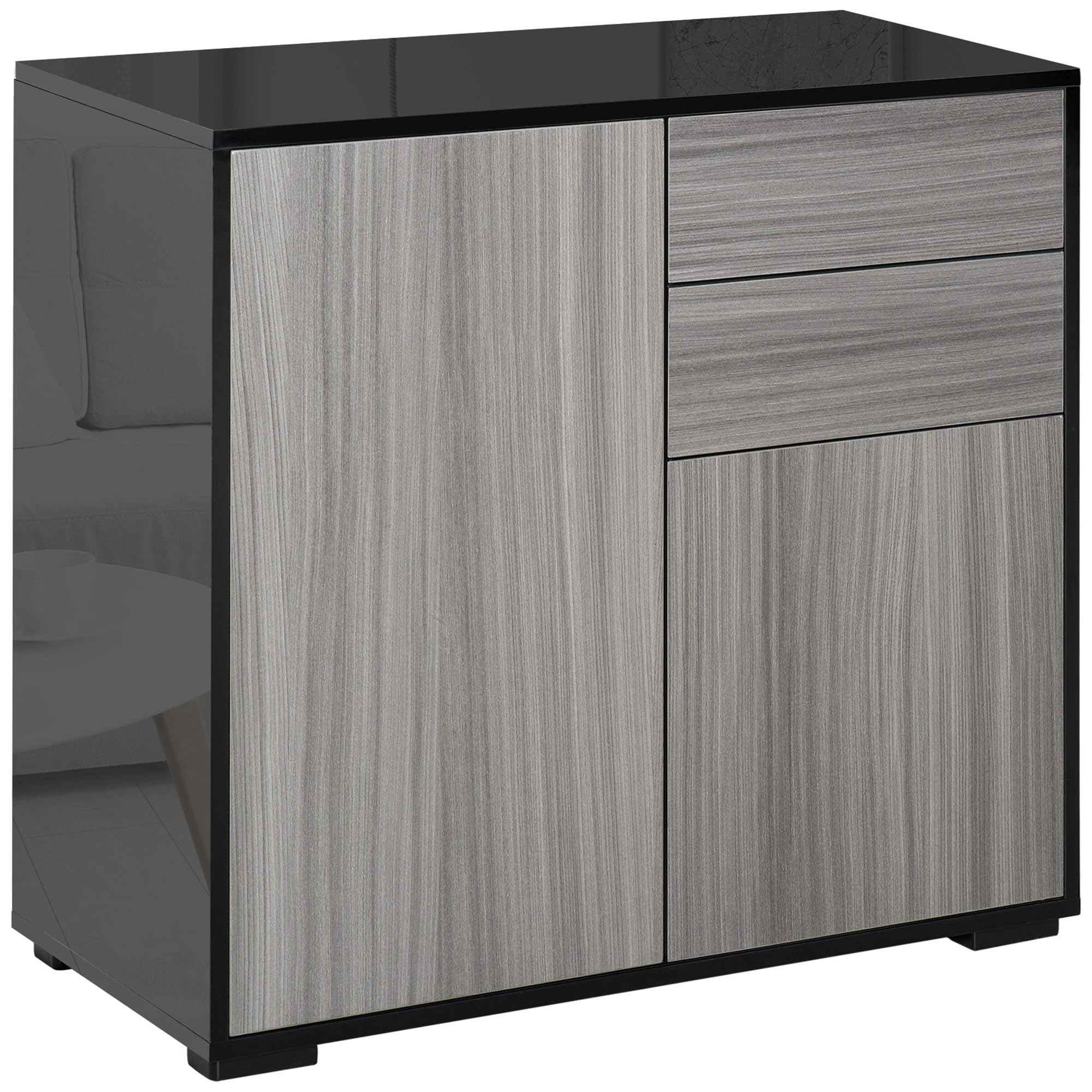 HOMCOM High Gloss Frame Sideboard, Side Cabinet, Push-Open Design with ...