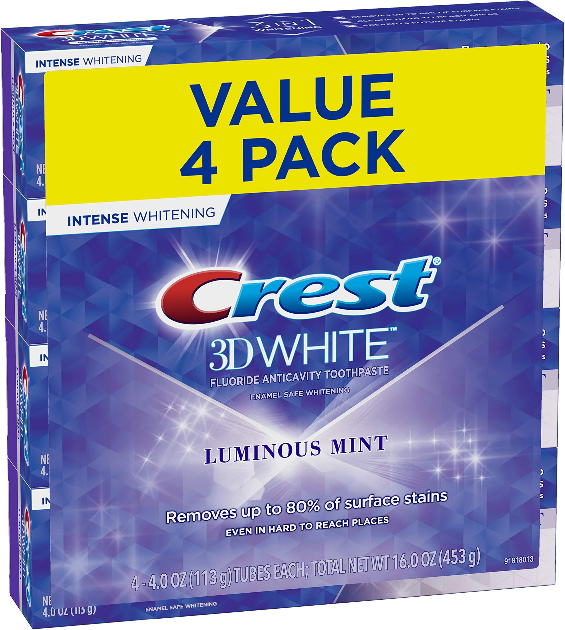 Amazon.com : Crest Toothpaste 3D Glamorous White, Mint, (Packaging May ...