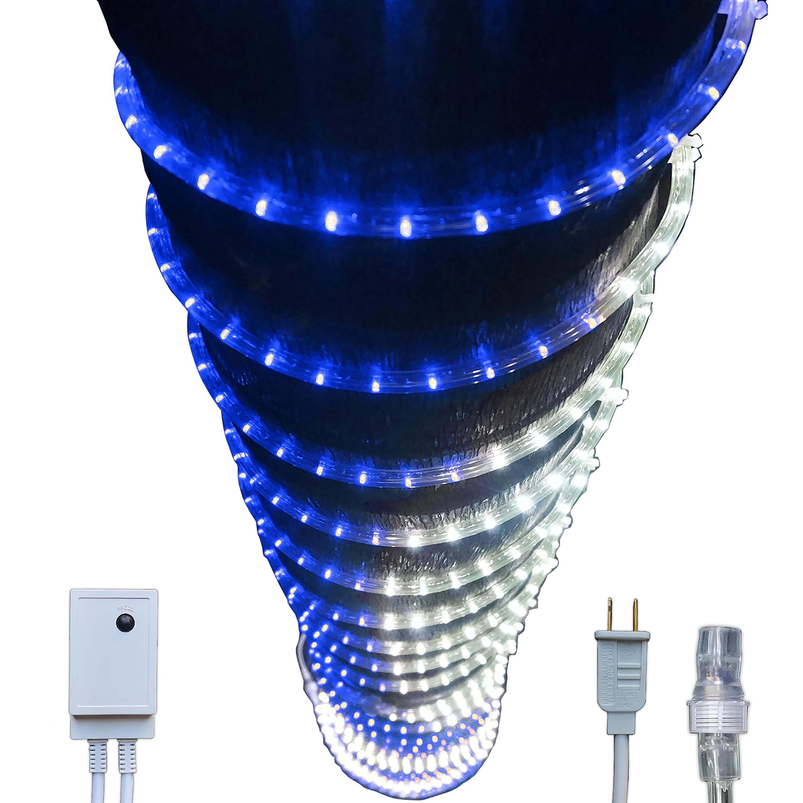Amazon.com: Russell Decor 100ft White Blue LED Rope Lights with 4-Level ...