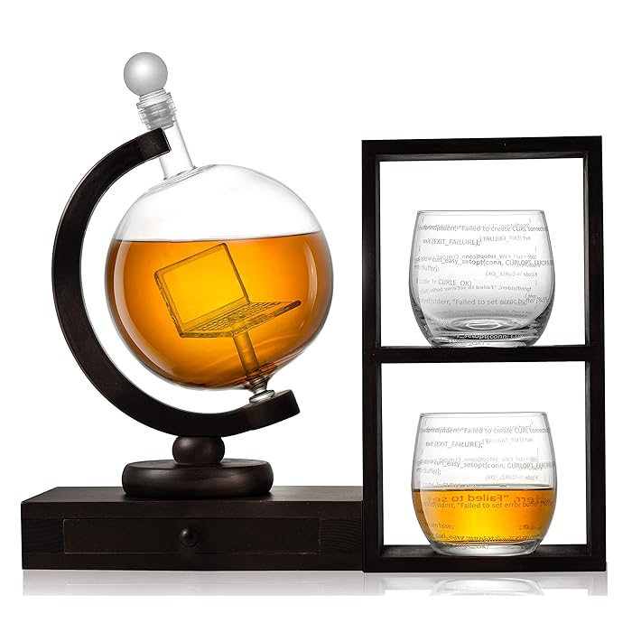 Buy JoyJolt Executive Computer Whiskey Decanter Set with Glasses ...