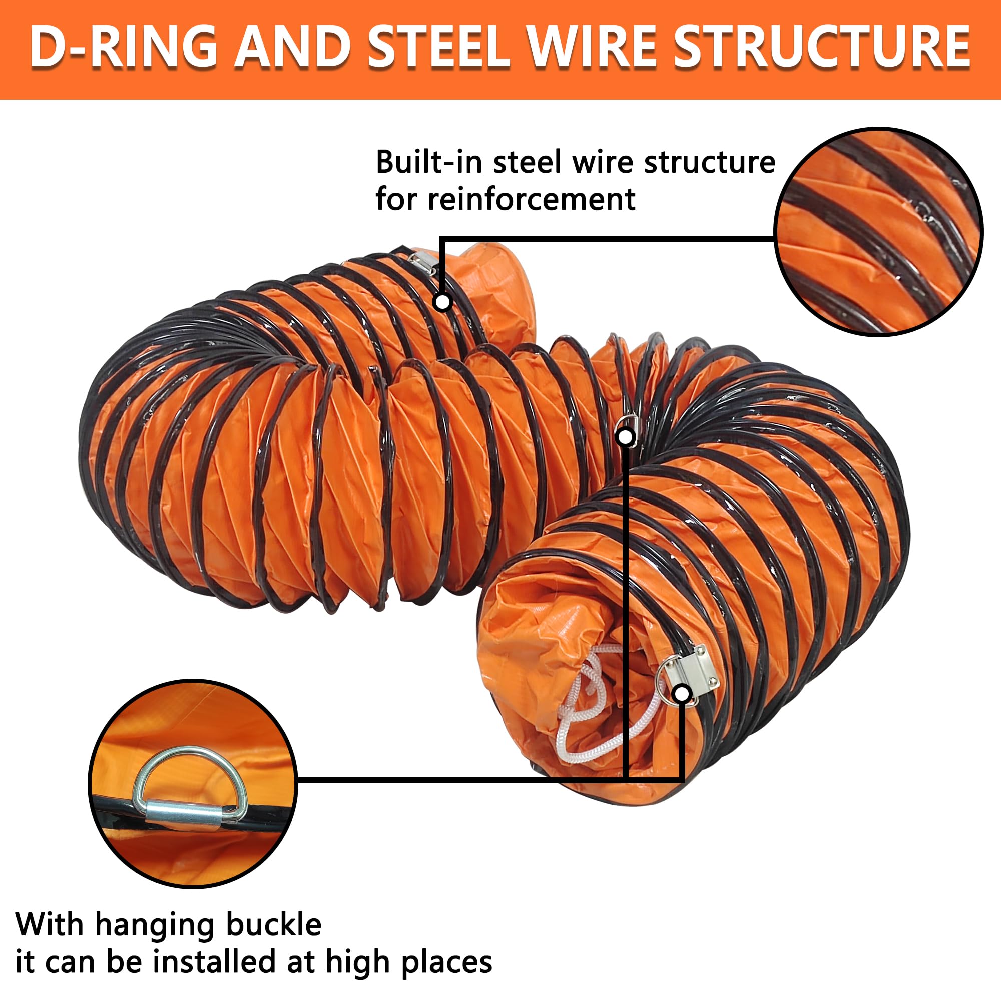 Snapklik.com : 16FT Ducting Hose 12 Inch PVC Flexible Duct Hosing