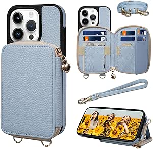 Amazon.com: Keallce Case for iPhone 13 Pro Max 6.7'' Case Wallet, Crossbody Zipper Purse with ...