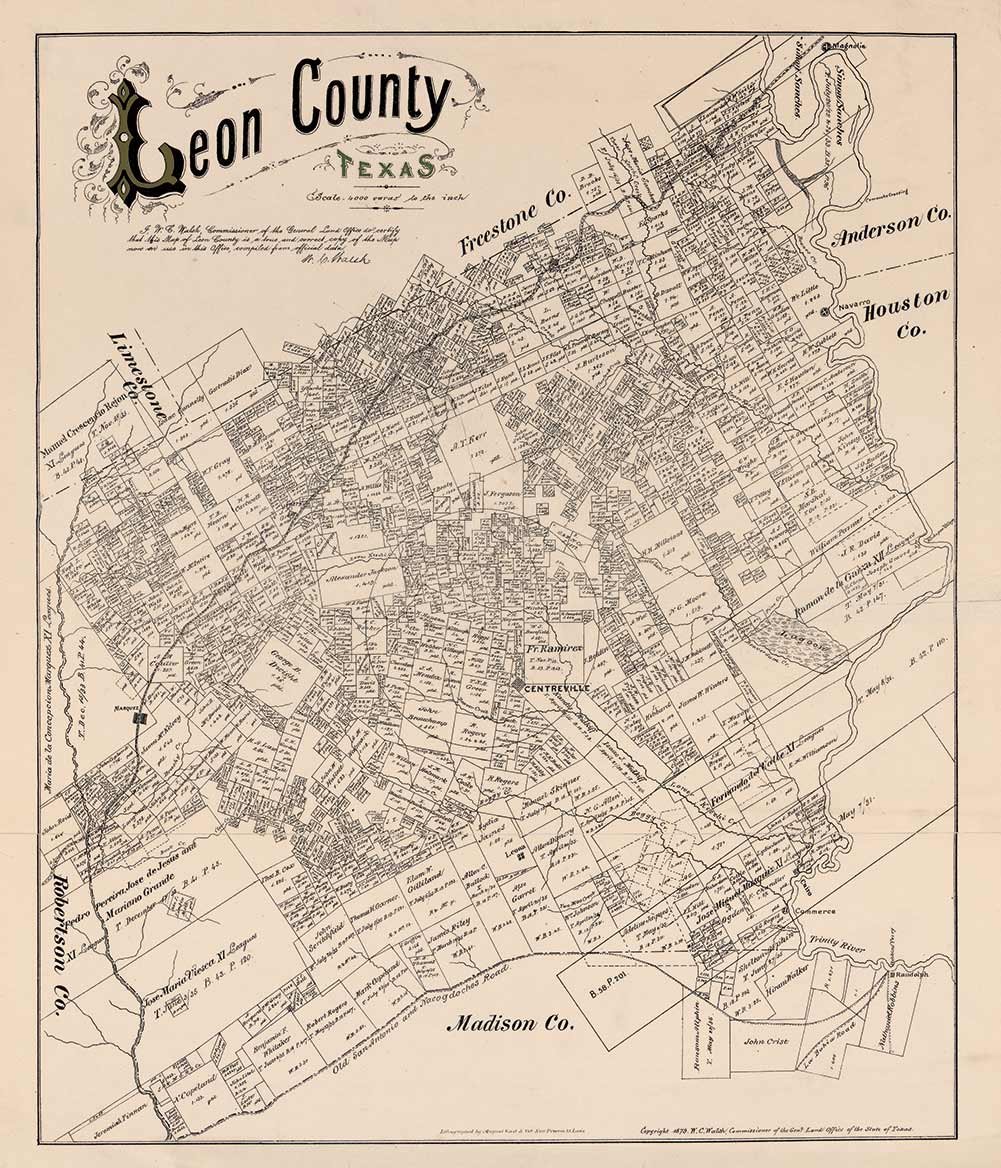 Antiguos Maps - Land Ownership Map of Leon County Texas Circa 1879 ...