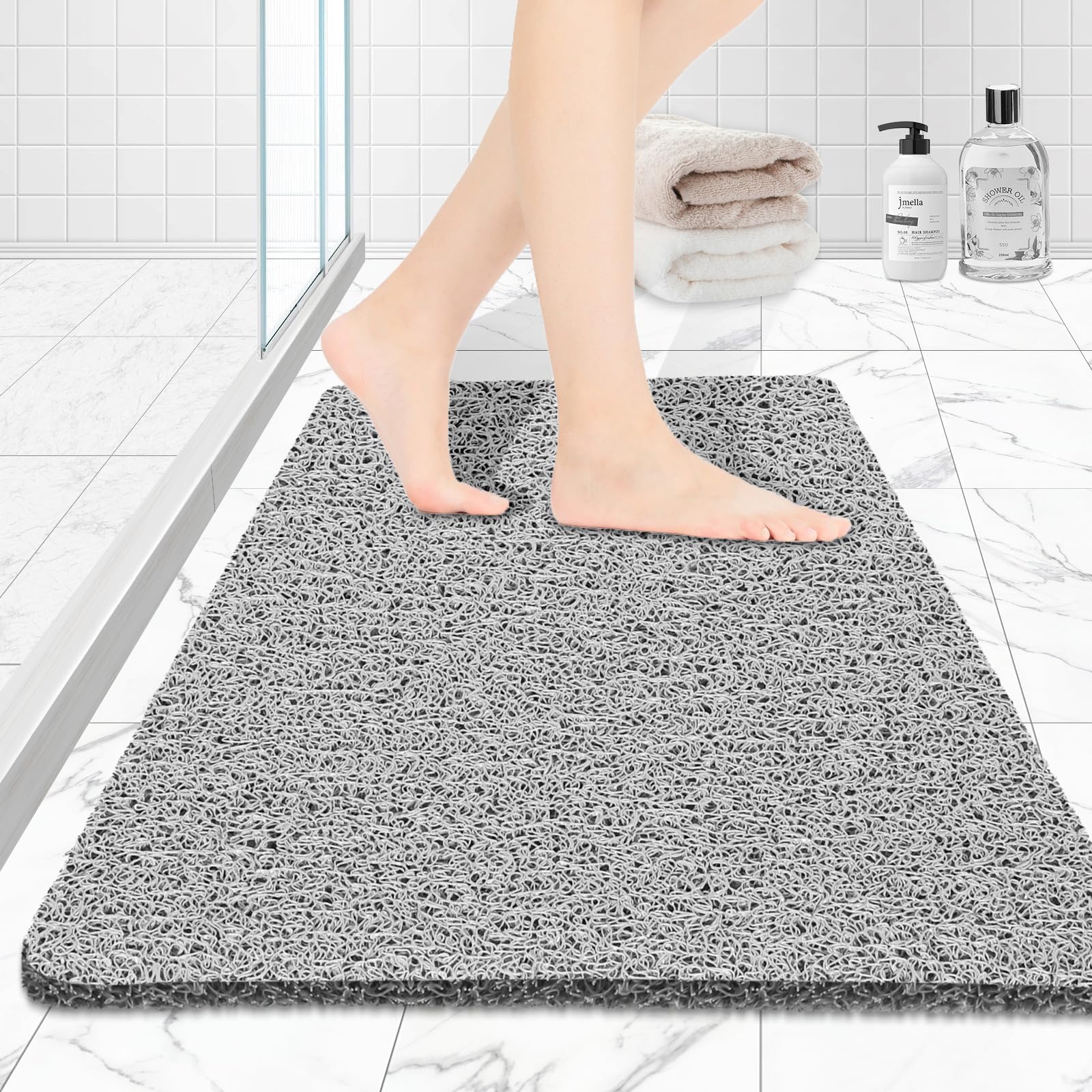 Amazon.com: Shower Mat Bathtub Mat Non-Slip,32x24 inch, Soft Tub Mat ...