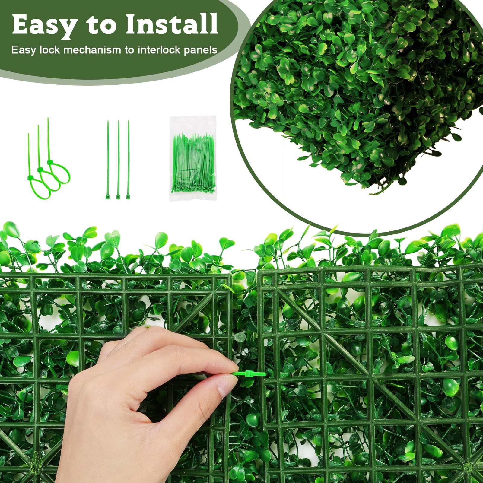 Snapklik.com : Auihiay Grass Wall Panels, 16 Pack Boxwood Wall Panels